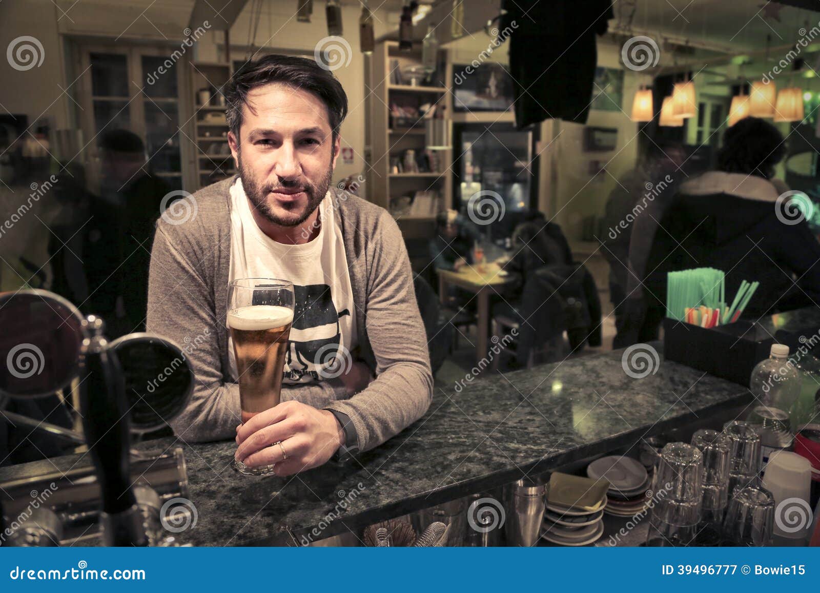 Man sitting in a pub stock image. Image of color, people - 39496777