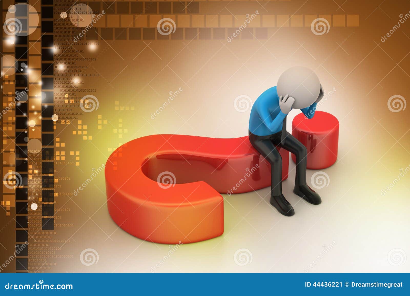 Man Sitting on a Question Mark. Business Concept. Stock Illustration ...