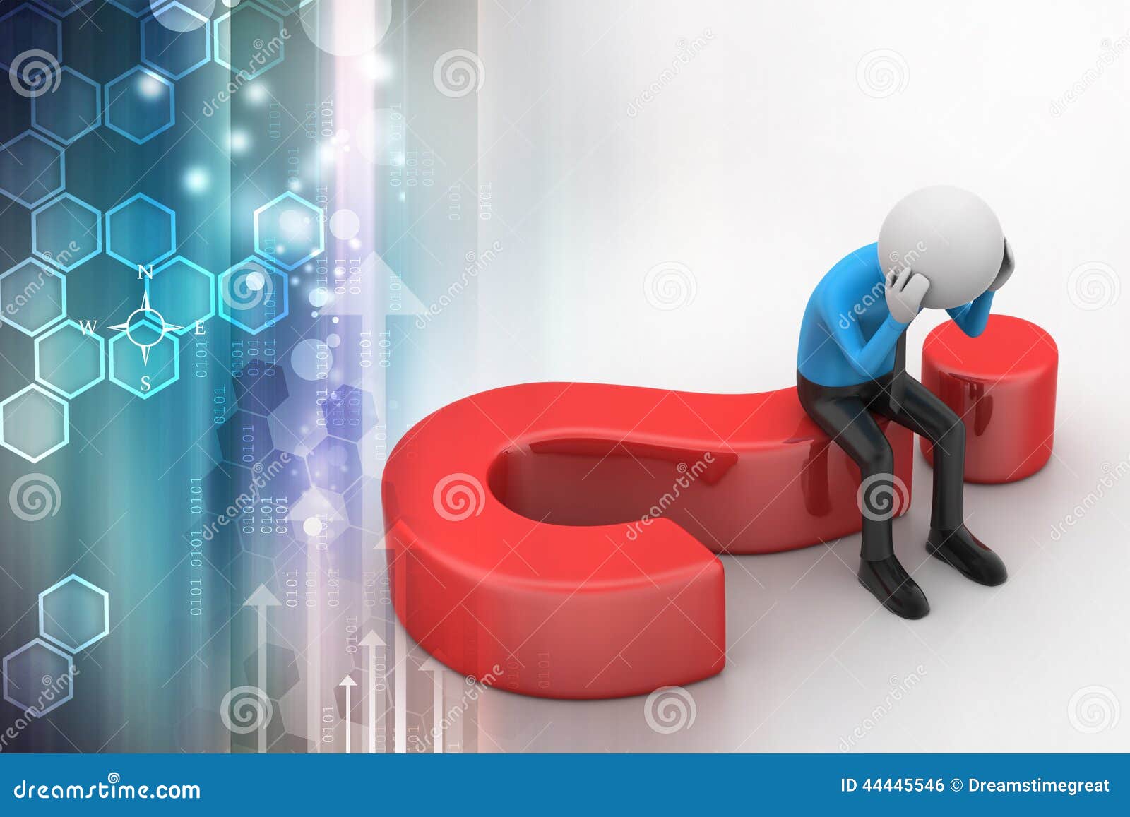 Man Sitting on a Question Mark. Business Concept. Stock Illustration ...