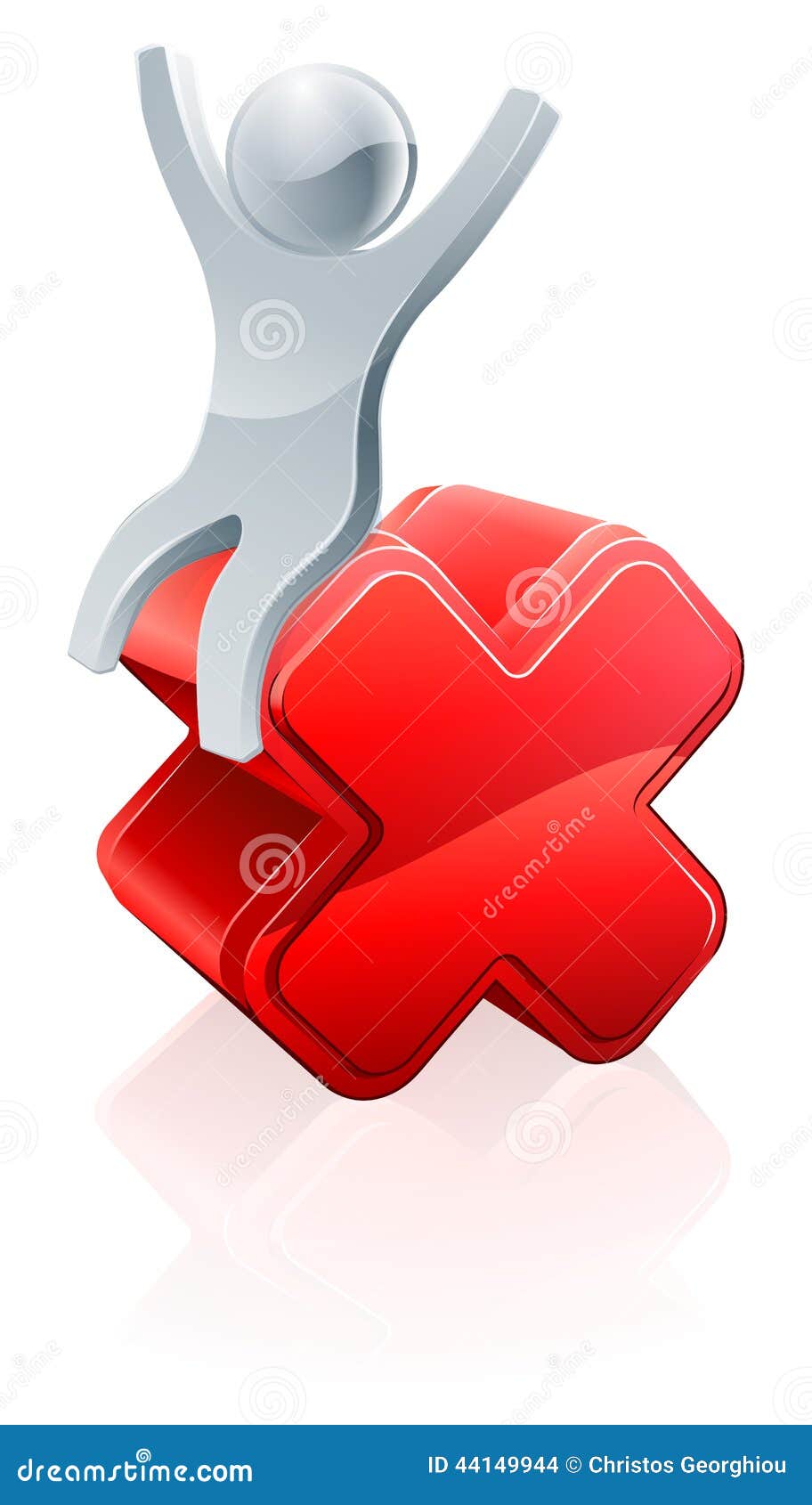 Man sitting on a red X stock vector. Illustration of rating - 44149944
