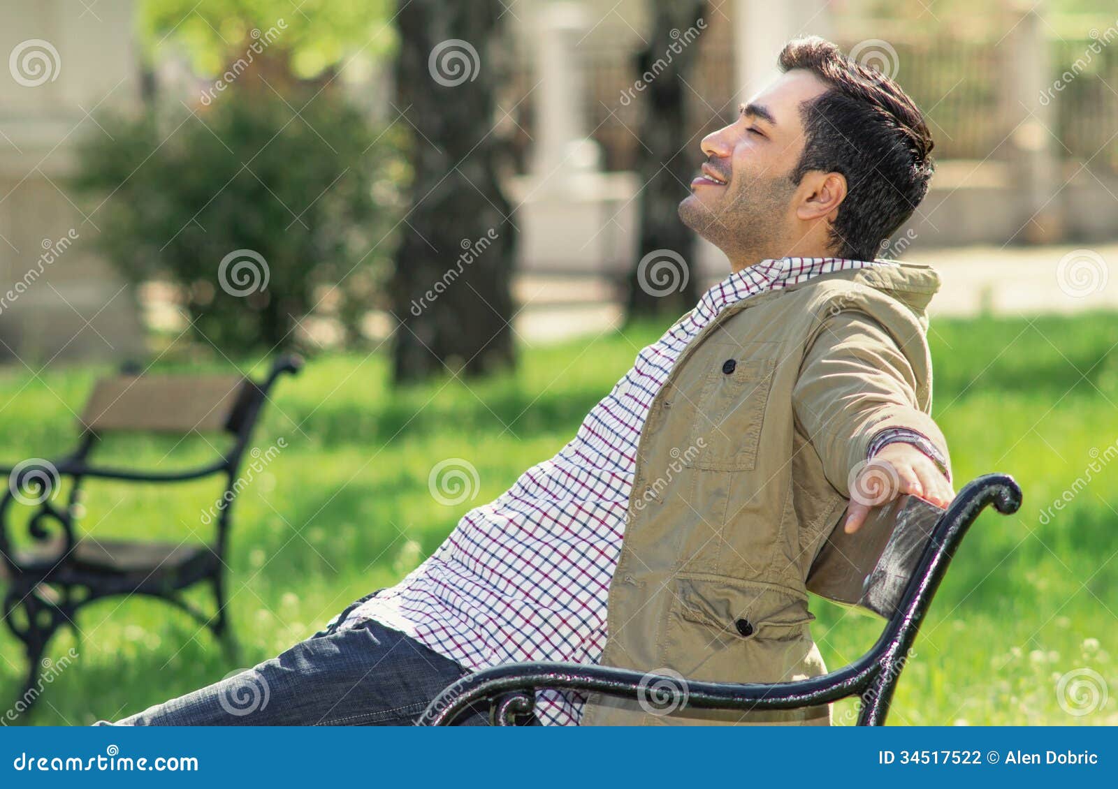 Man Sitting and Relaxing on Bench Stock Photo - Image of nature, alone ...