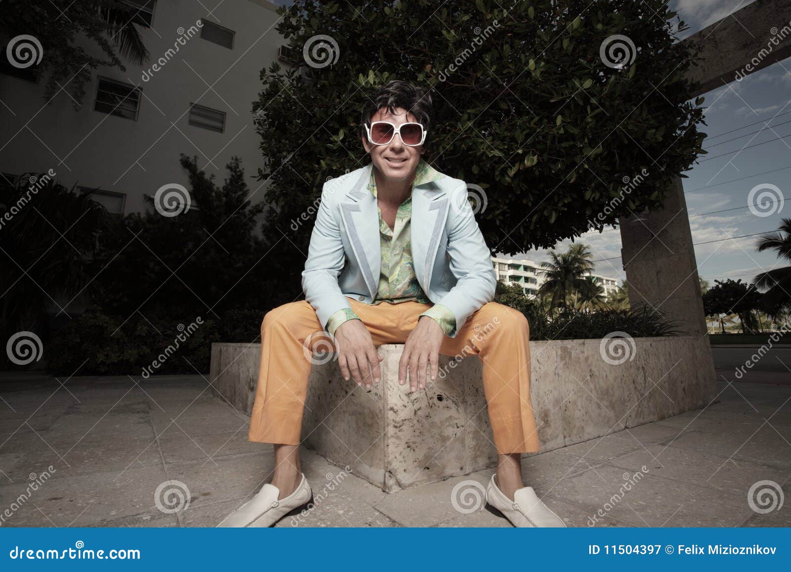 Man Sitting in Retro Clothing Stock Image - Image of color, stylish ...