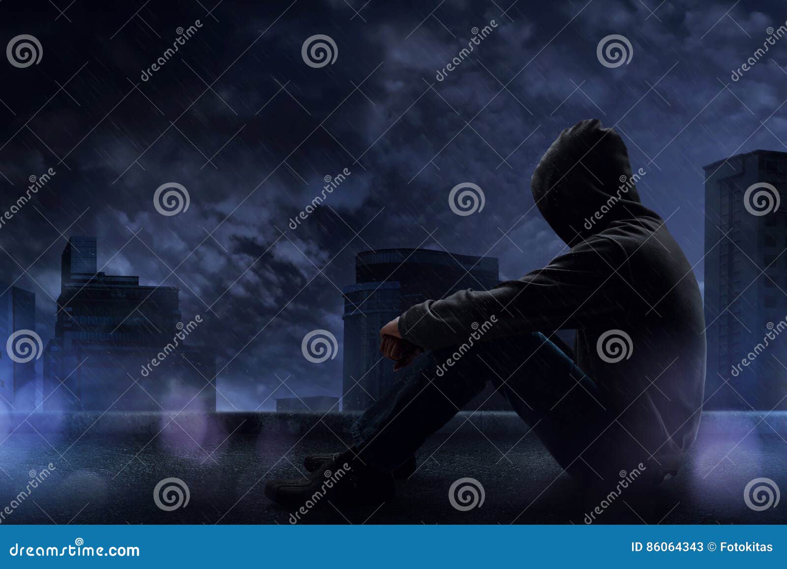 Man sitting on the rooftop stock image. Image of high - 86064343