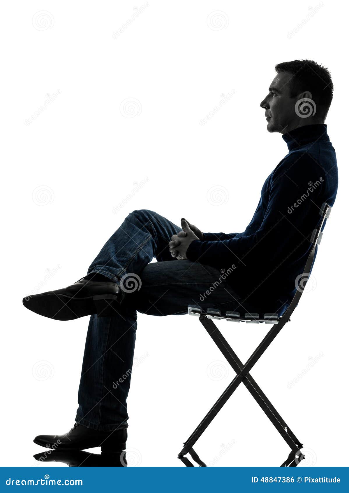 Man Sitting Side View Silhouette Full Length Stock Photo - Image of ...