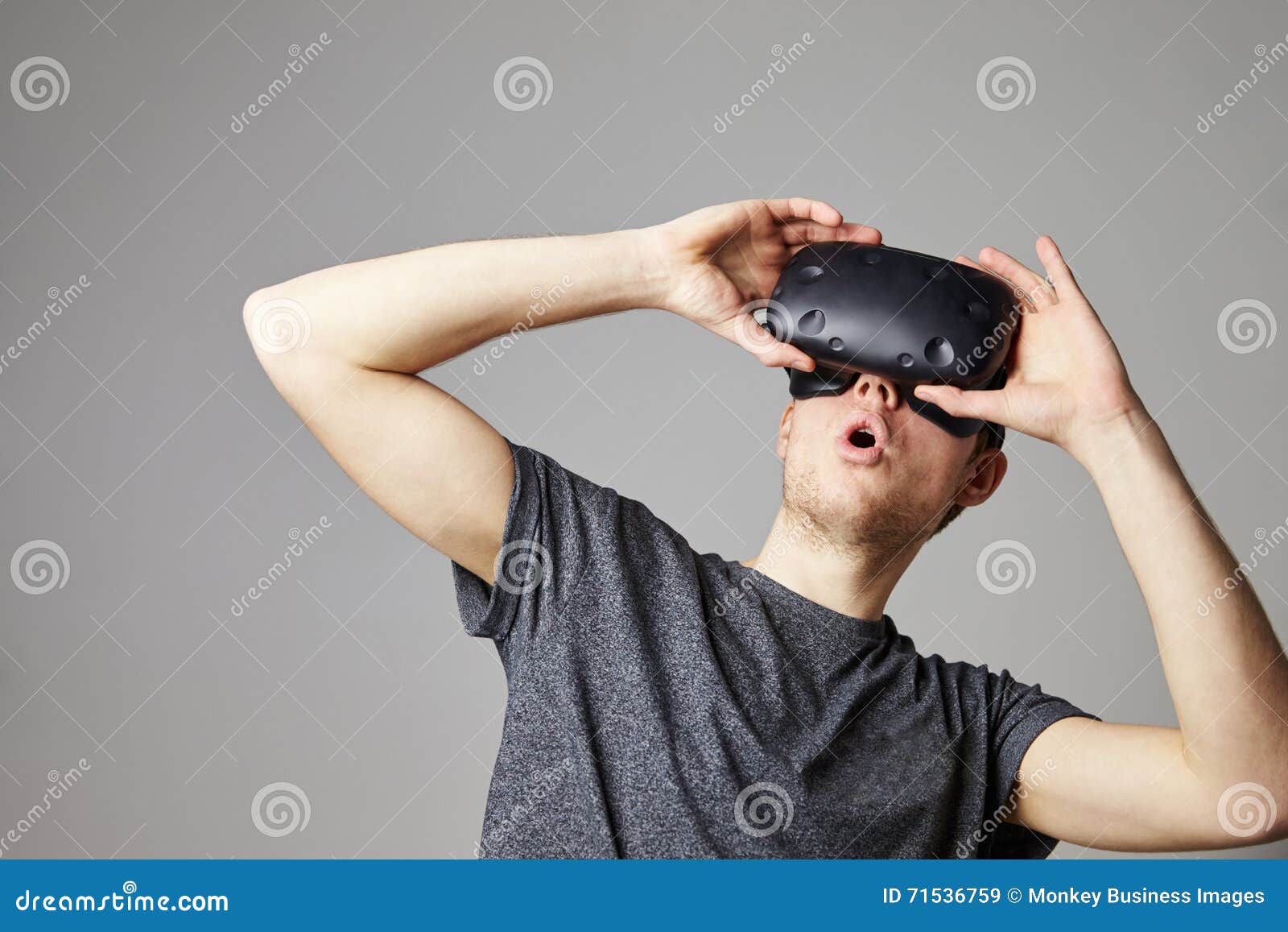Man Sitting on Sofa at Home Wearing Virtual Reality Headset Stock Image ...