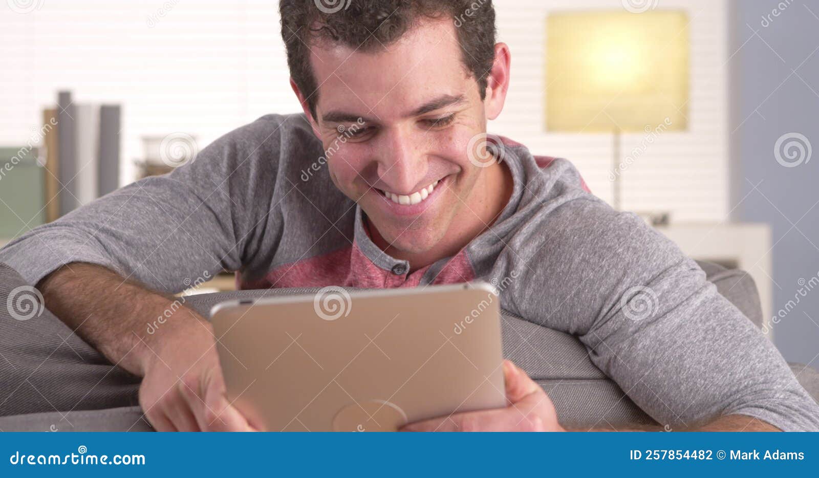 Man Sitting on Sofa and Using Tablet Stock Footage - Video of calm ...