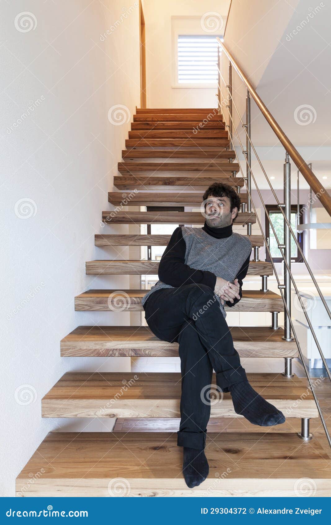 Man sitting on the stairs stock photo. Image of open - 29304372