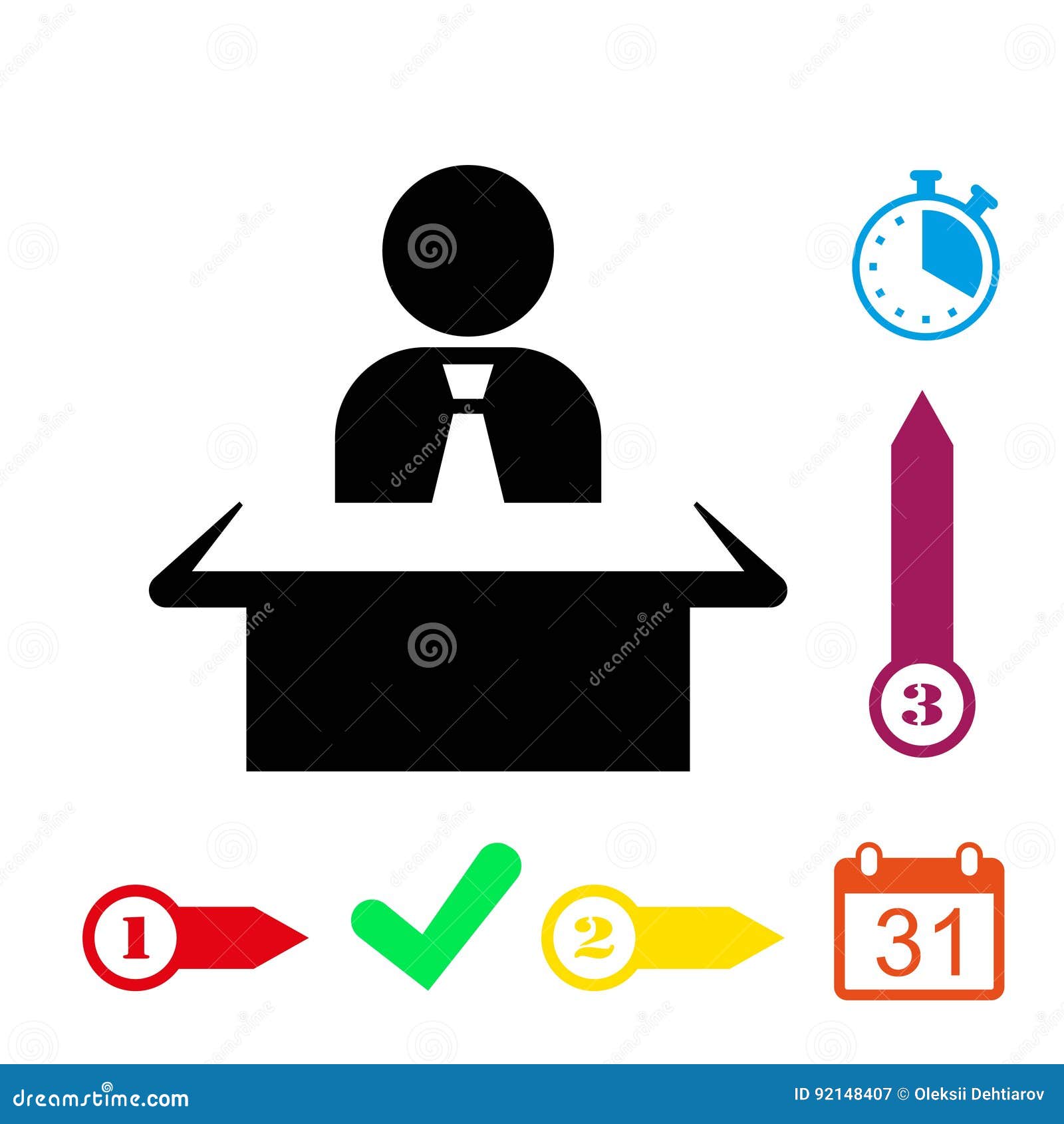 Man Sitting at the Table Icon Stock Vector Illustration Flat Design ...