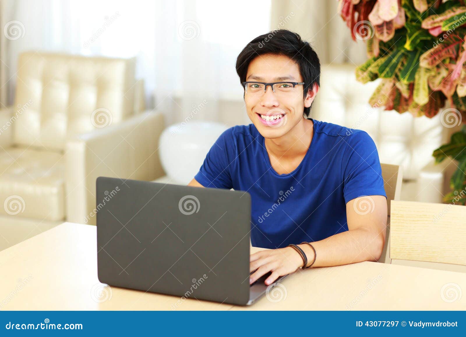 Man Sitting at the Table with Laptop Stock Image - Image of relaxed ...