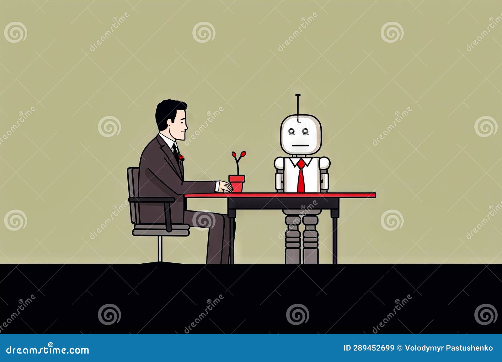 Man Sitting at Table with Robot on His Lap. Generative AI Stock ...