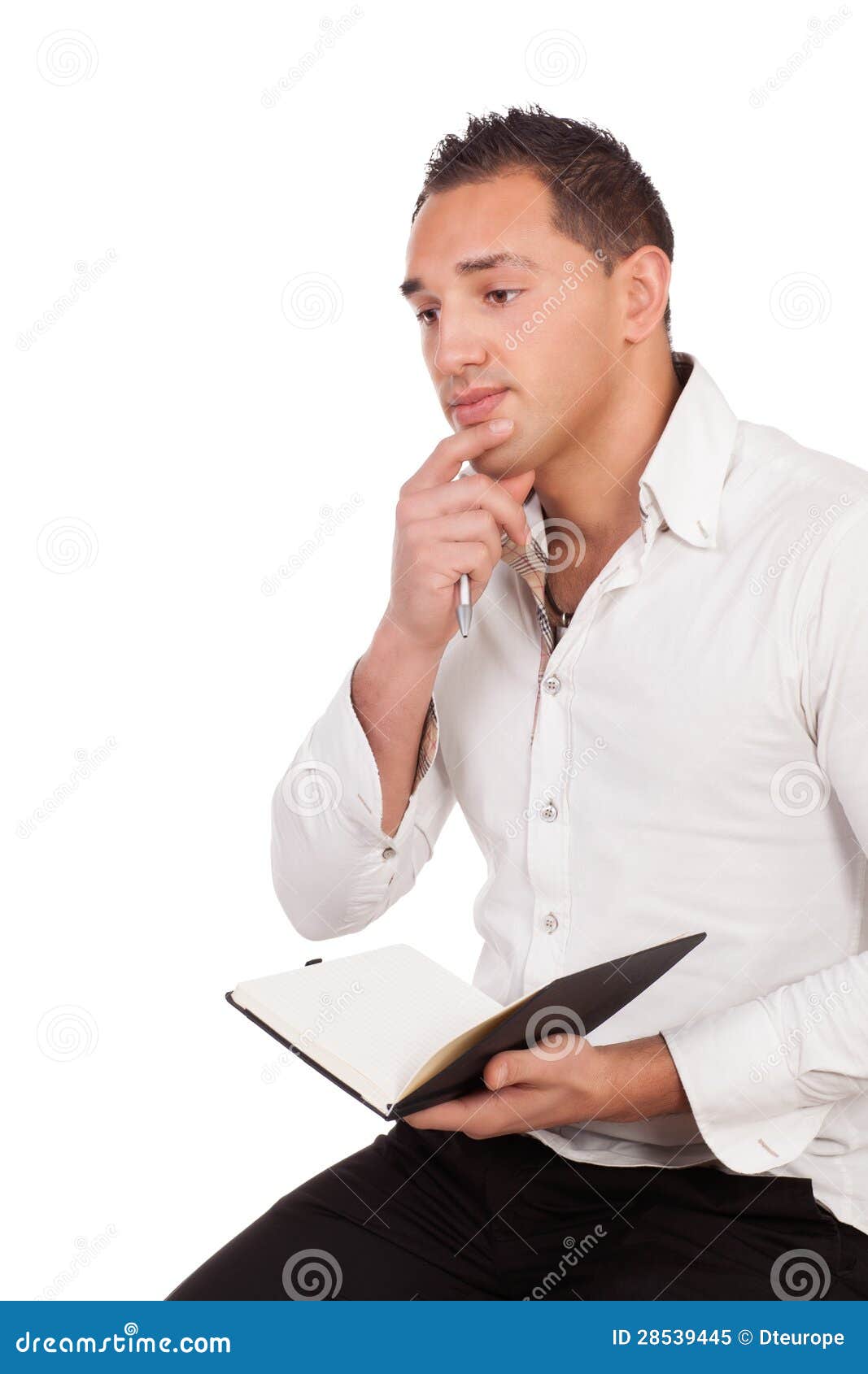 Man Sitting Thinking Deeply Stock Image - Image of forgetful, book ...