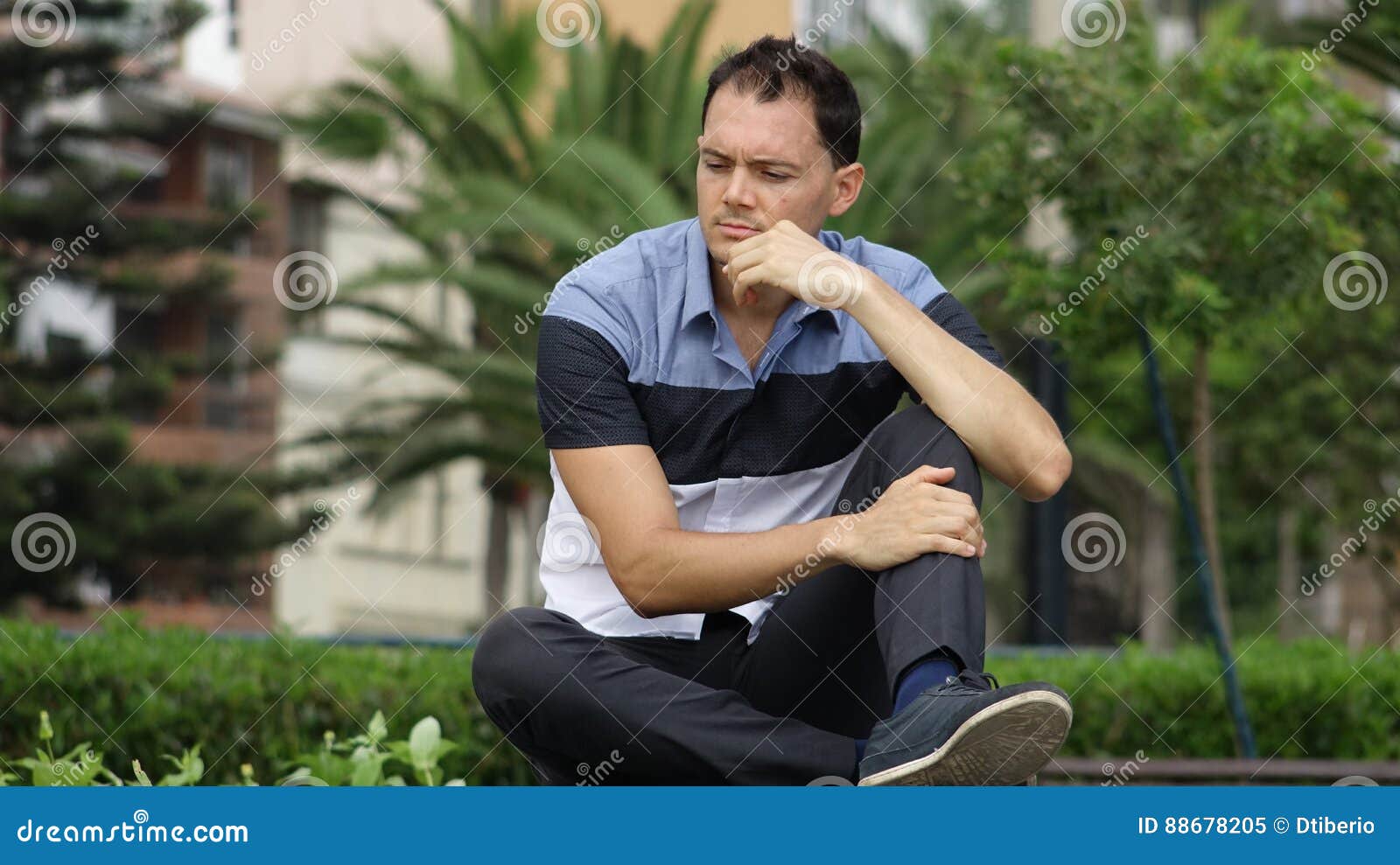 Man Sitting and Thinking stock image. Image of sitting - 88678205