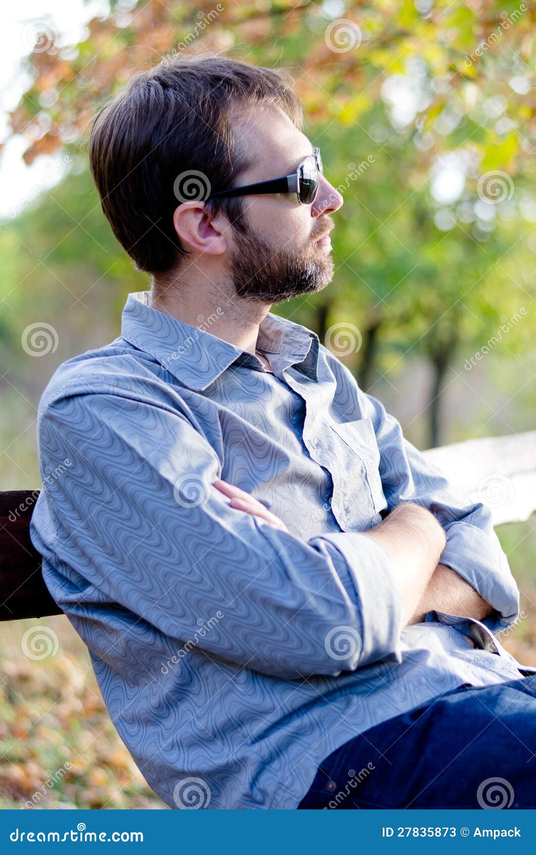Man Sitting Thinking in Sunshine Stock Image - Image of mature, beauty ...
