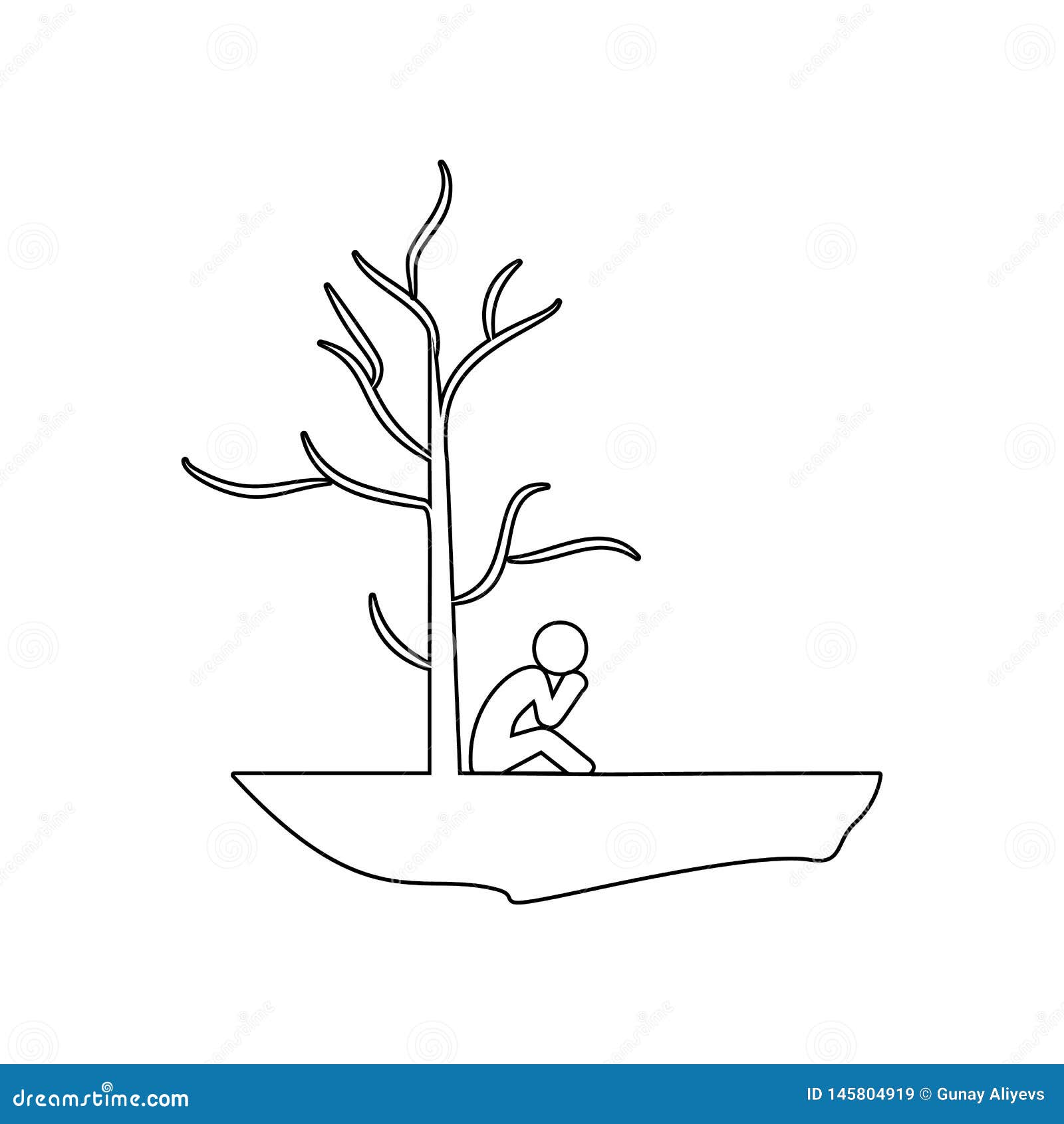A Man is Sitting Under a Tree Icon. Element of Garden for Mobile ...