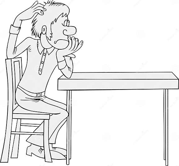 Man Sitting and Waiting Something Stock Vector - Illustration of chair ...