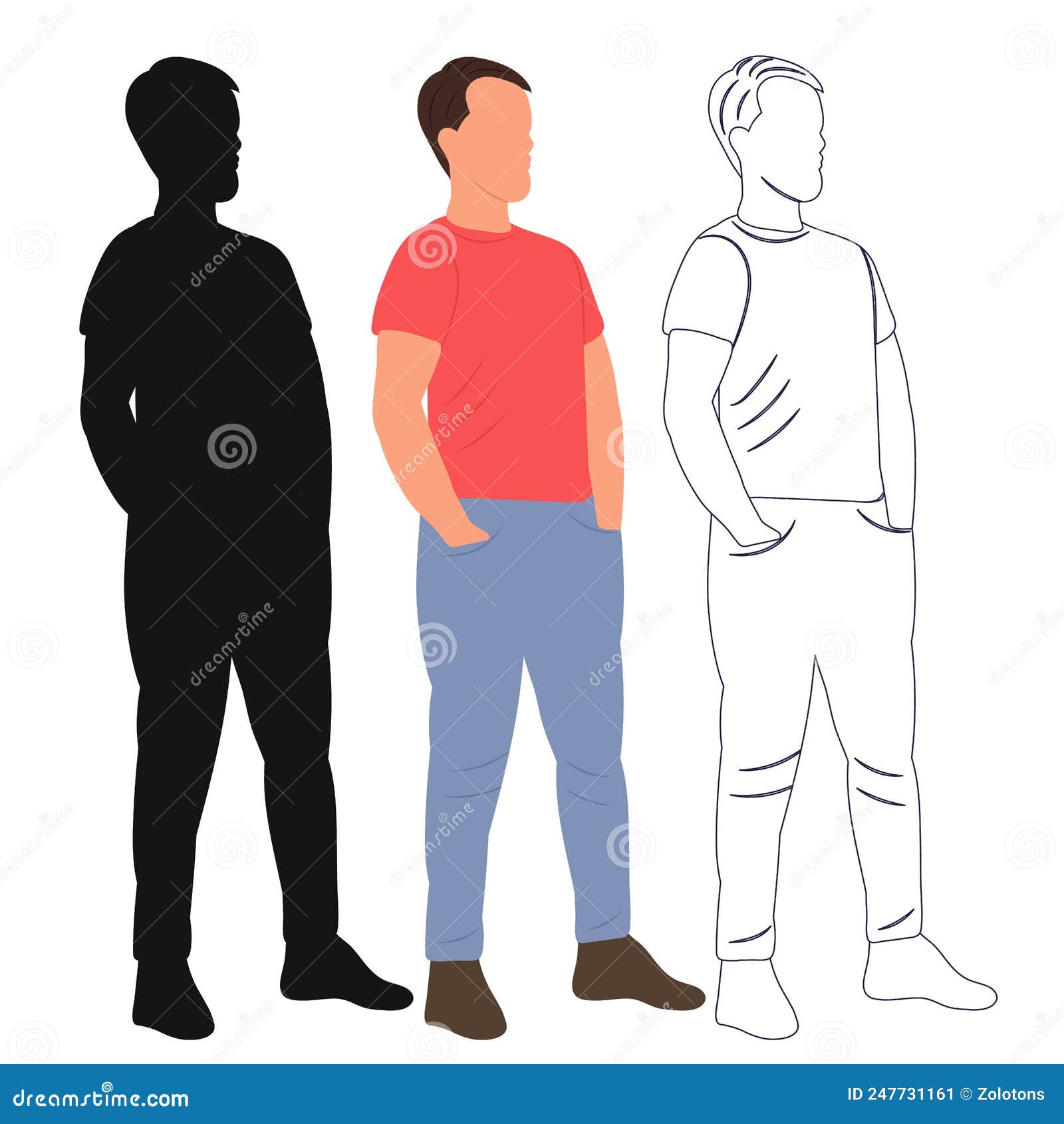 Man Sketch, Outline Silhouette Stock Vector - Illustration of quality ...