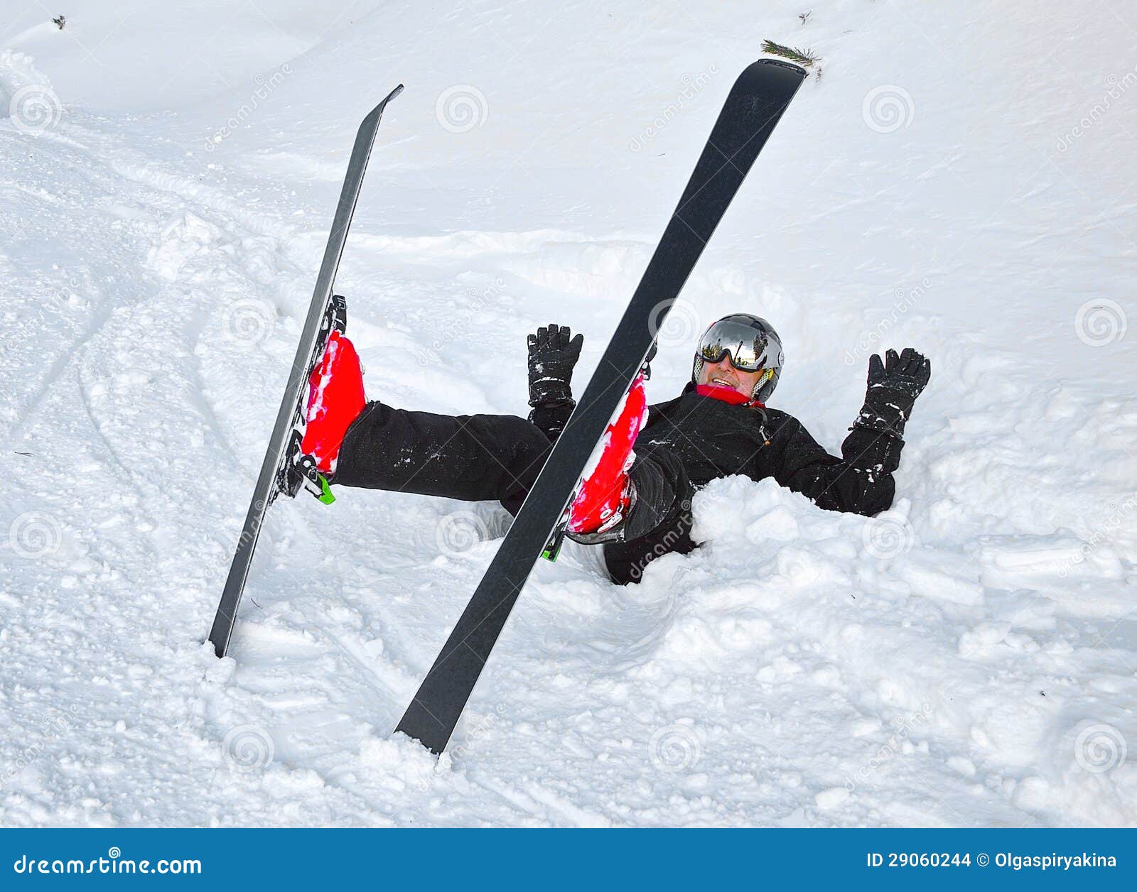 Man with ski on the snow stock photo. Image of snow, white - 29060244