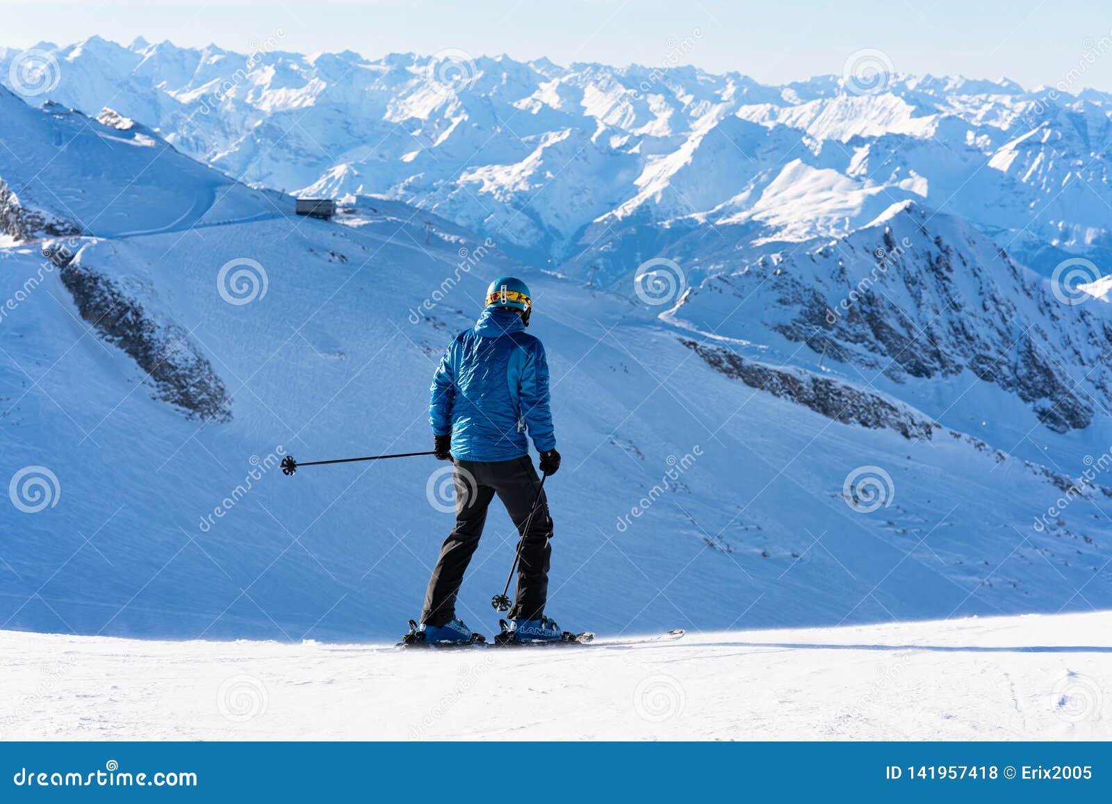 Man Skier Hintertux Glacier Ski Resort in Zillertal Austria Editorial ... Man Skier Hintertux Glacier Ski Resort in Zillertal Austria Editorial ...