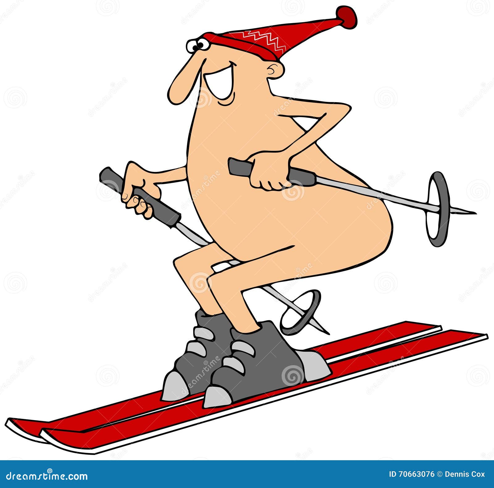 Man skiing in the buff stock illustration. Illustration of male - 70663076