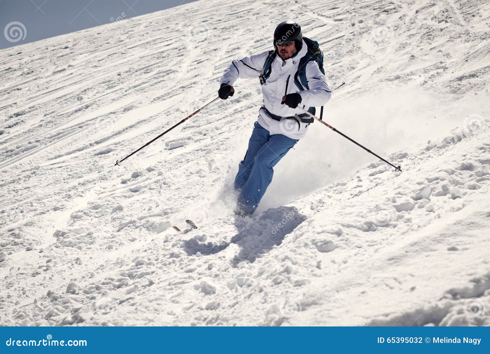 Man skiing on slope stock photo. Image of outside, lift - 65395032