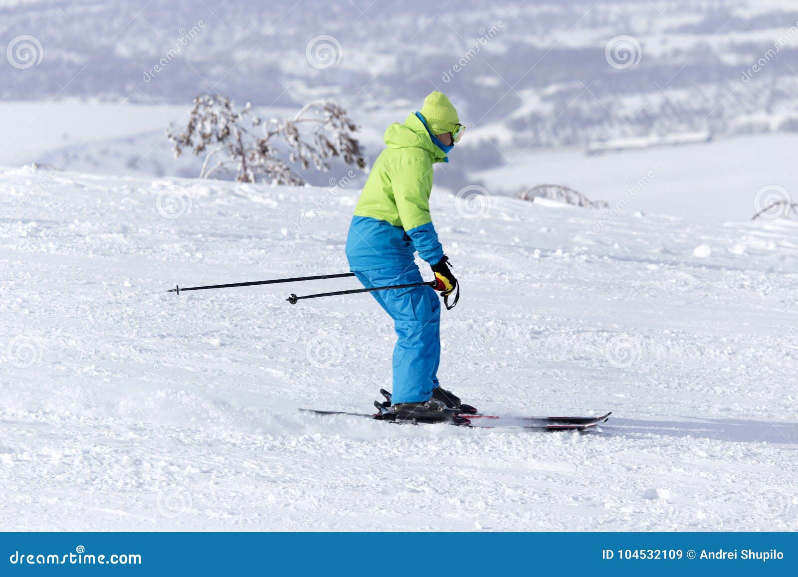 Man Skiing in the Snow in Winter Editorial Stock Image - Image of play ...