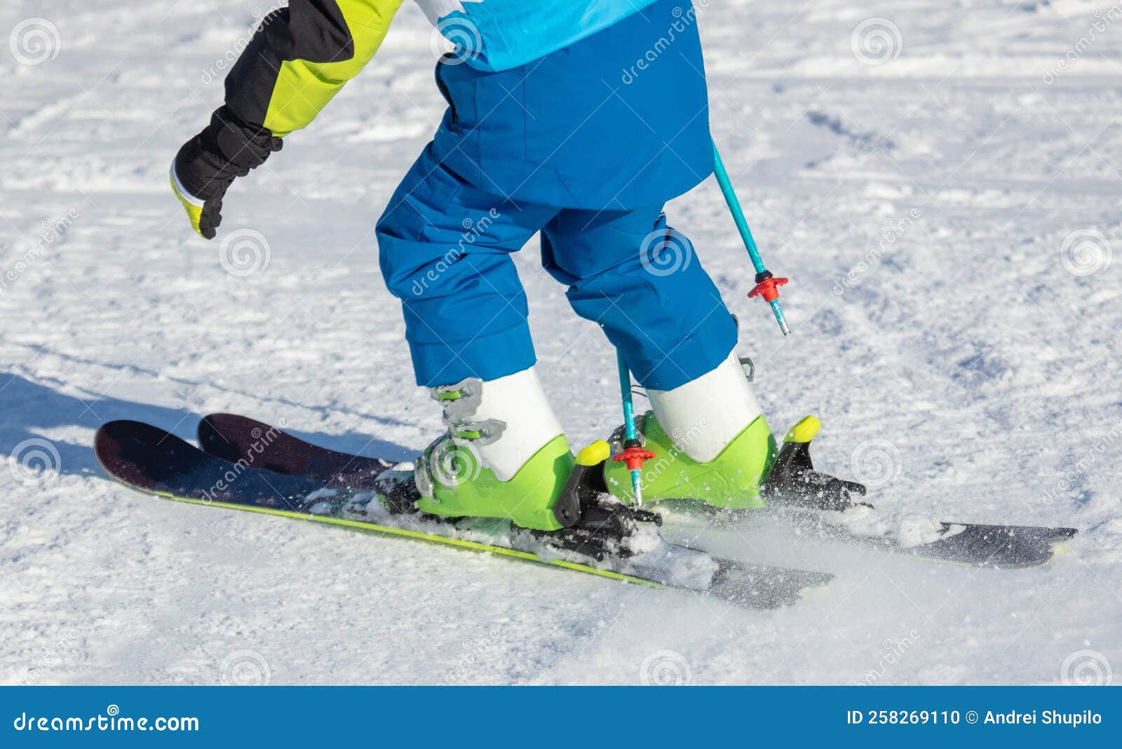 A Man is Skiing in the Snow. Stock Photo - Image of action, mountain ...