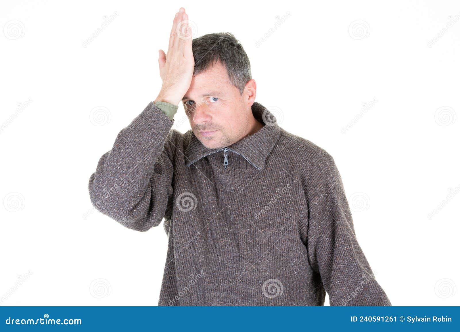 Man Slaps the Forehead of His Head with the Palm of His Hand Stock ...