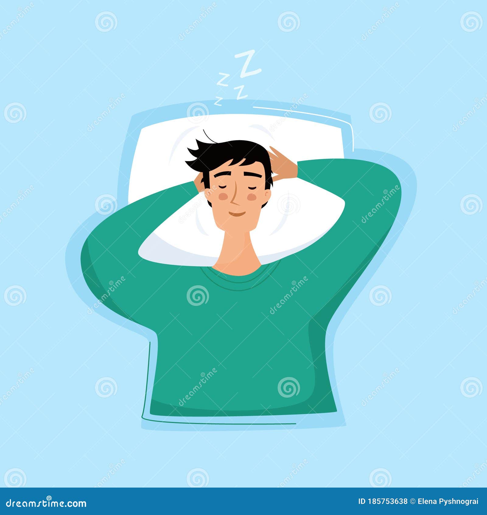 Man sleep in bed. stock vector. Illustration of male - 185753638