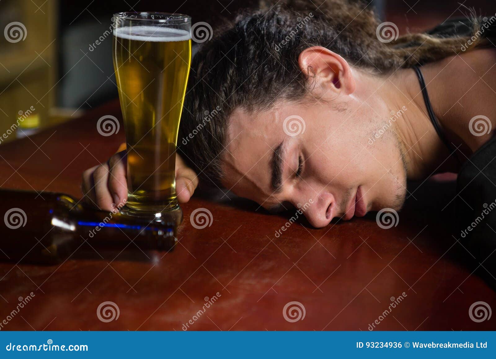 Man Sleeping on Bar Counter Stock Photo - Image of classy, adult: 93234936