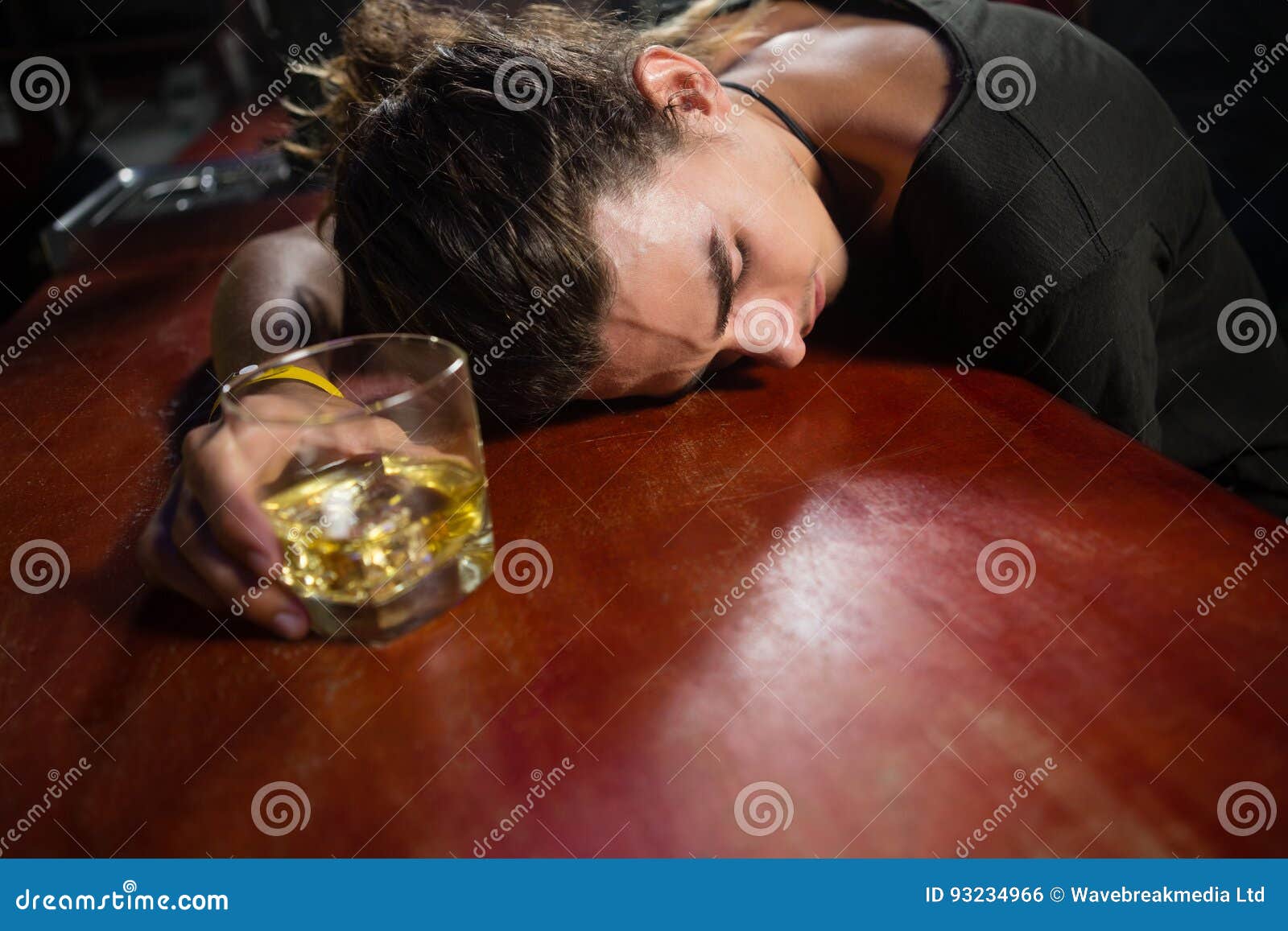 Man Sleeping on Bar Counter Stock Photo - Image of activity, drunken ...