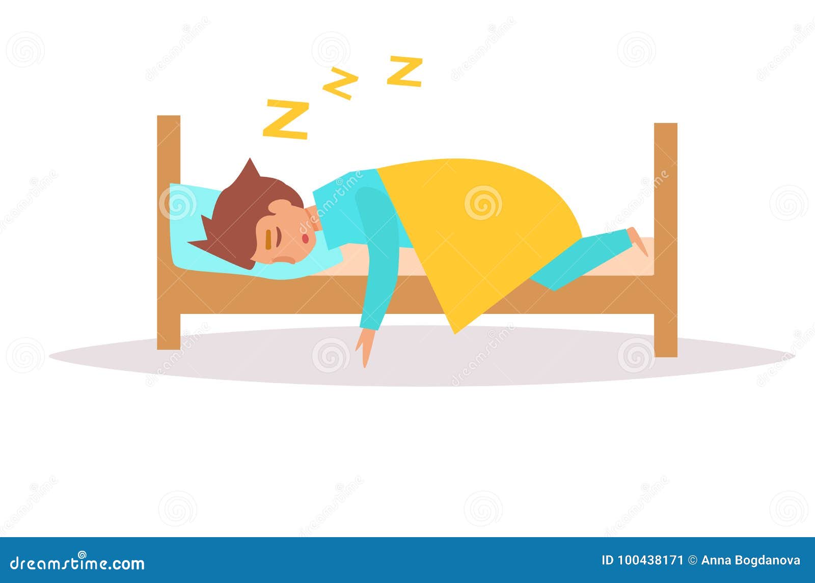 Man Sleeping in Bed. Vector Stock Vector - Illustration of bedroom ...