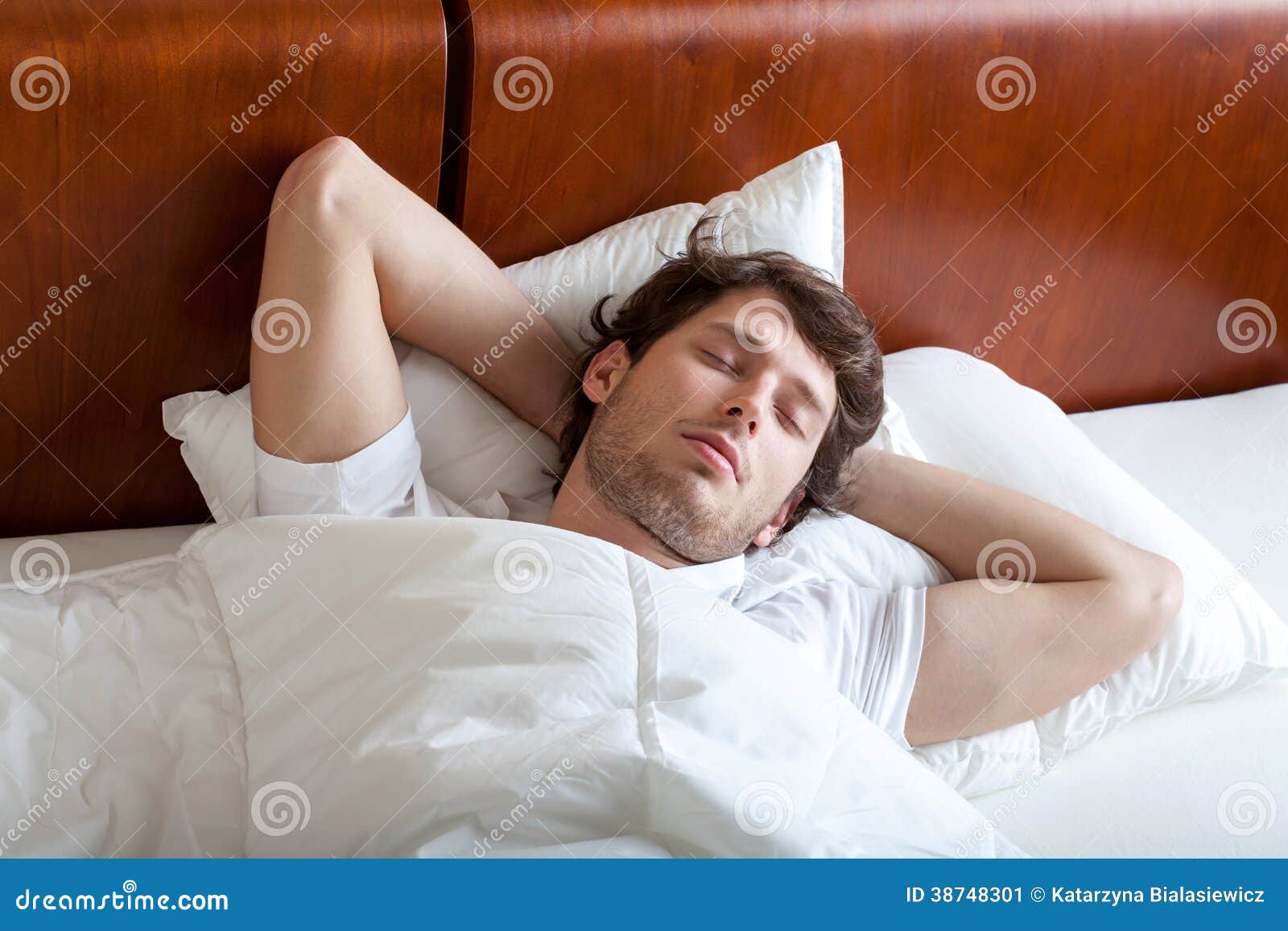 Man sleeping in bed stock image. Image of person, comfort - 38748301