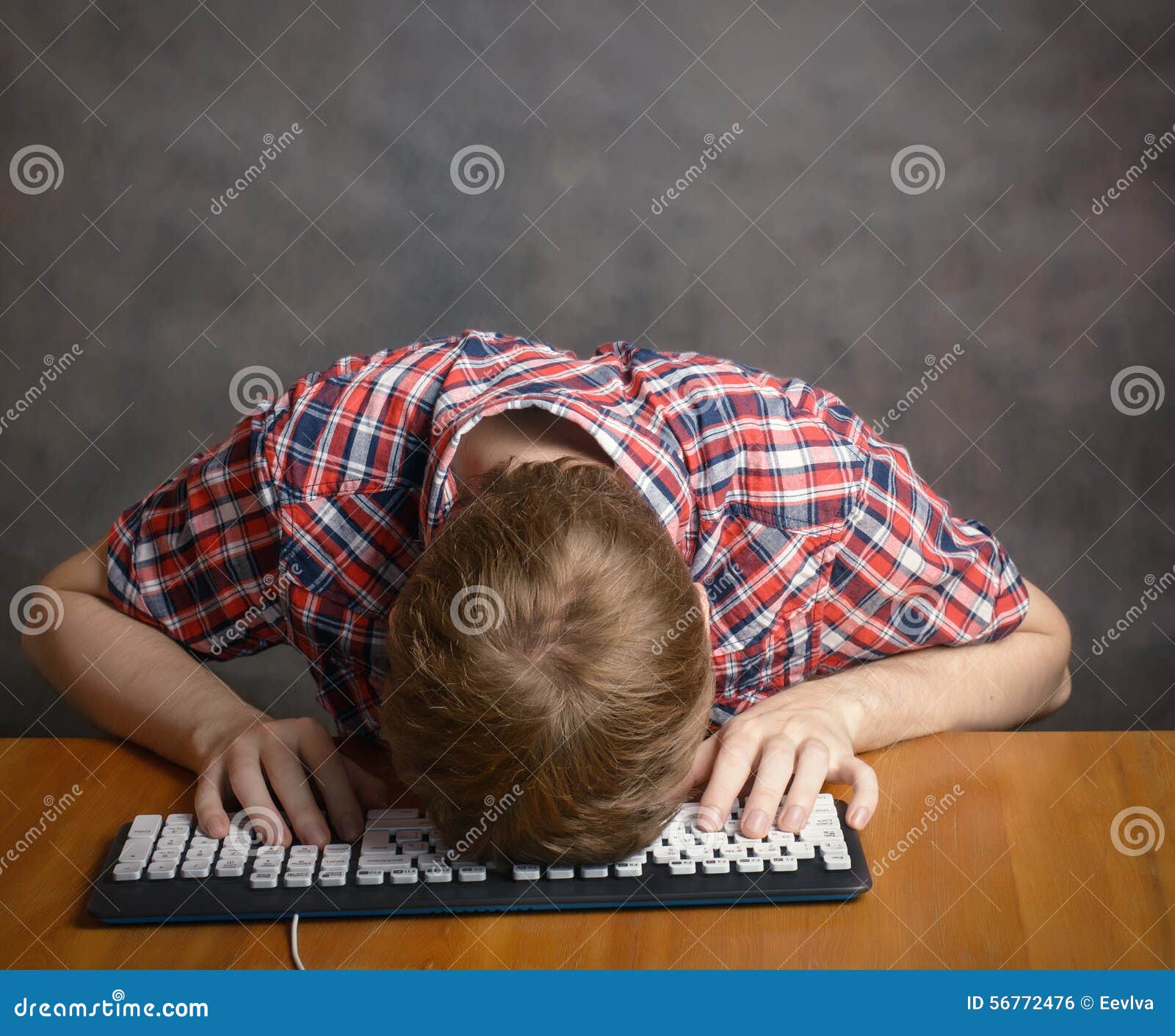 Man Sleeping on His Keyboard. Stock Photo - Image of adult, occupation ...