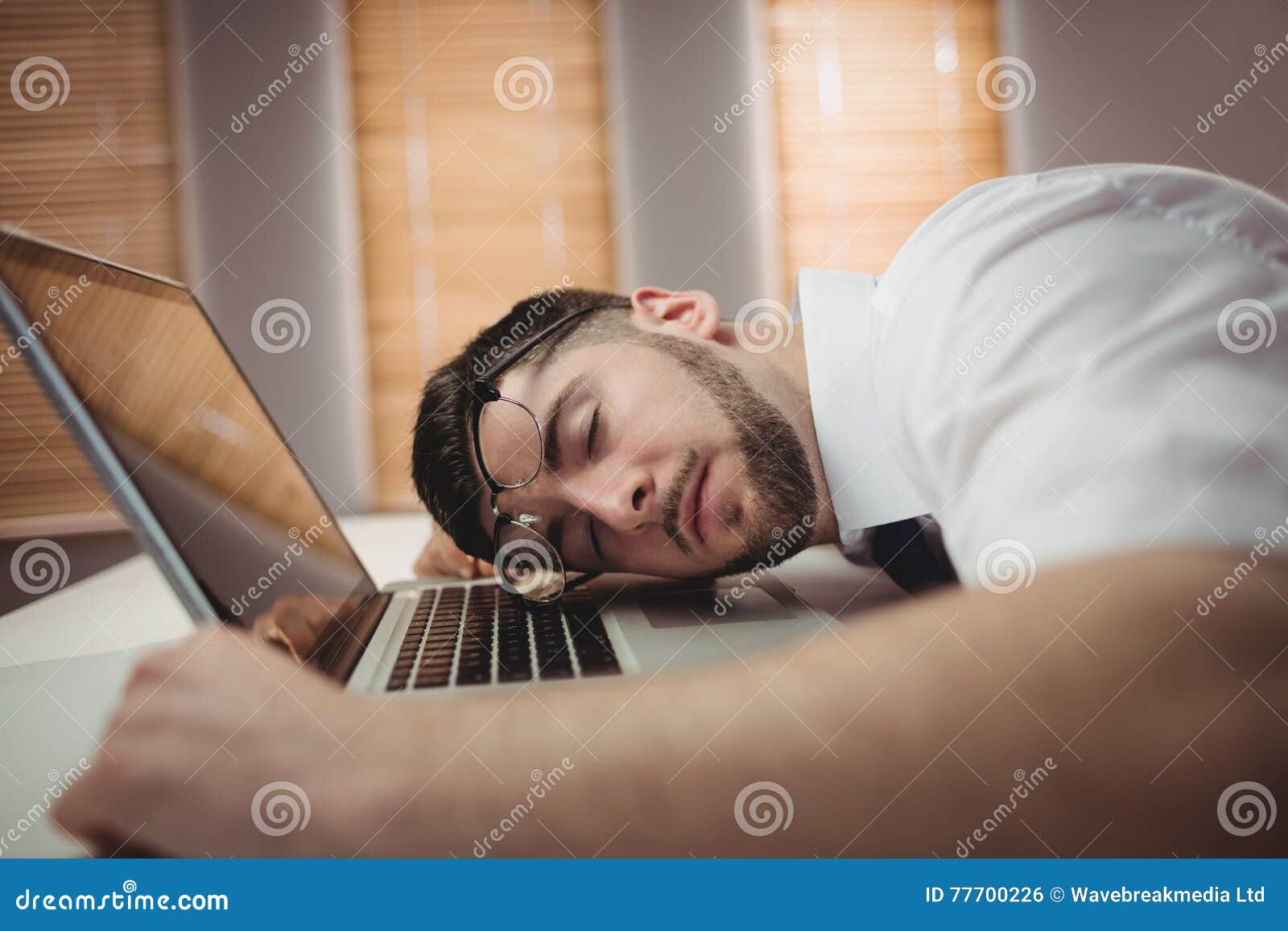 Man sleeping in office stock photo. Image of communication - 77700226
