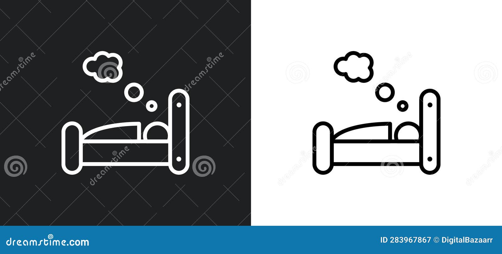 Man Sleeping Outline Icon in White and Black Colors. Man Sleeping Flat ...