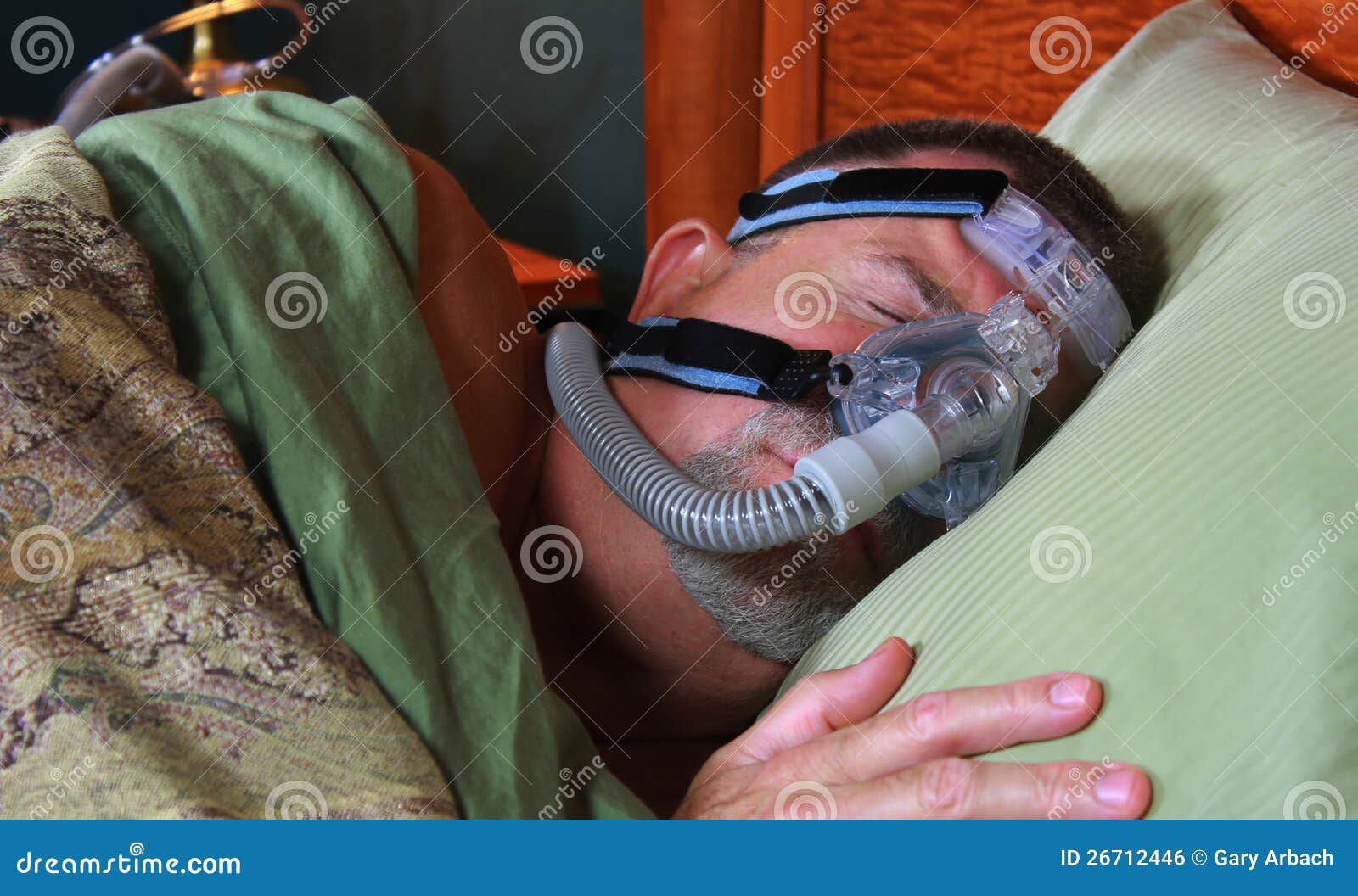 Man Sleeping Peacefully with CPAP Stock Photo - Image of breathing ...