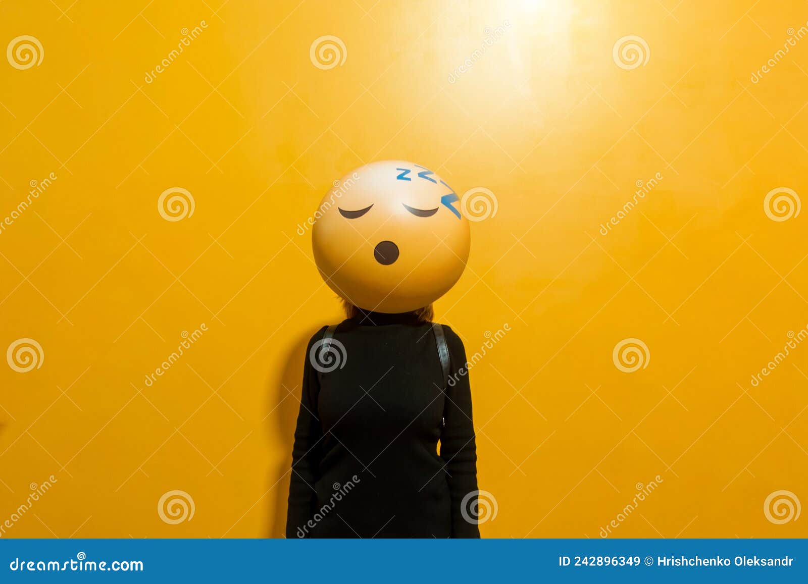 Man with Sleeping Smiley Head Stock Image - Image of feeling, head ...