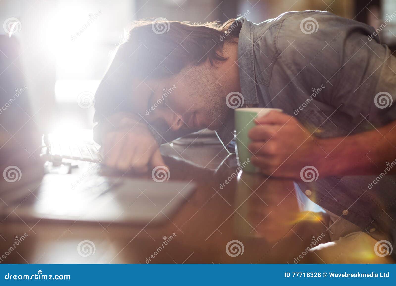 Man Sleeping on Table in Office Stock Photo - Image of coffee, agency ...