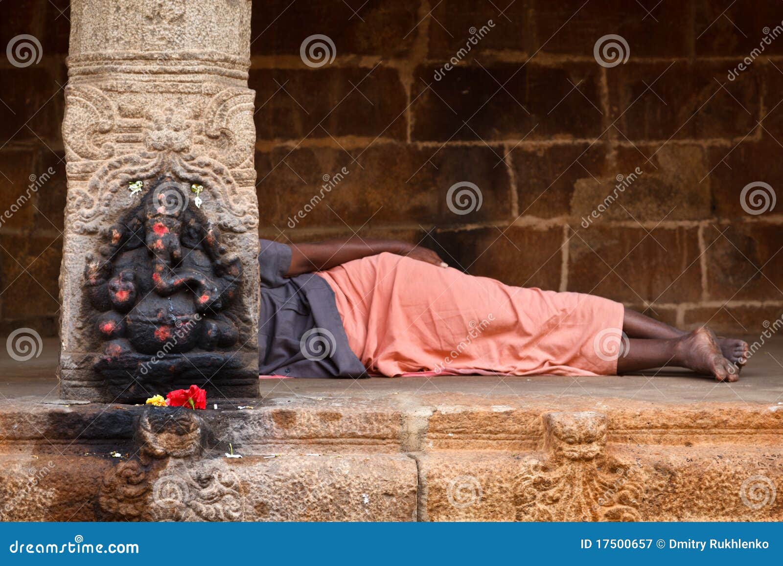 Man sleeping in temple stock image. Image of nadu, tiruchirappalli ...