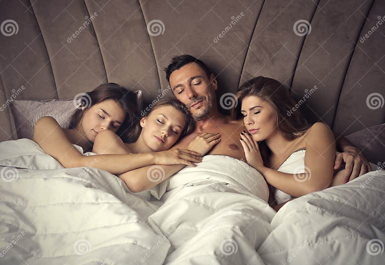 Man Sleeping with Three Women Stock Image - Image of success, relax ...