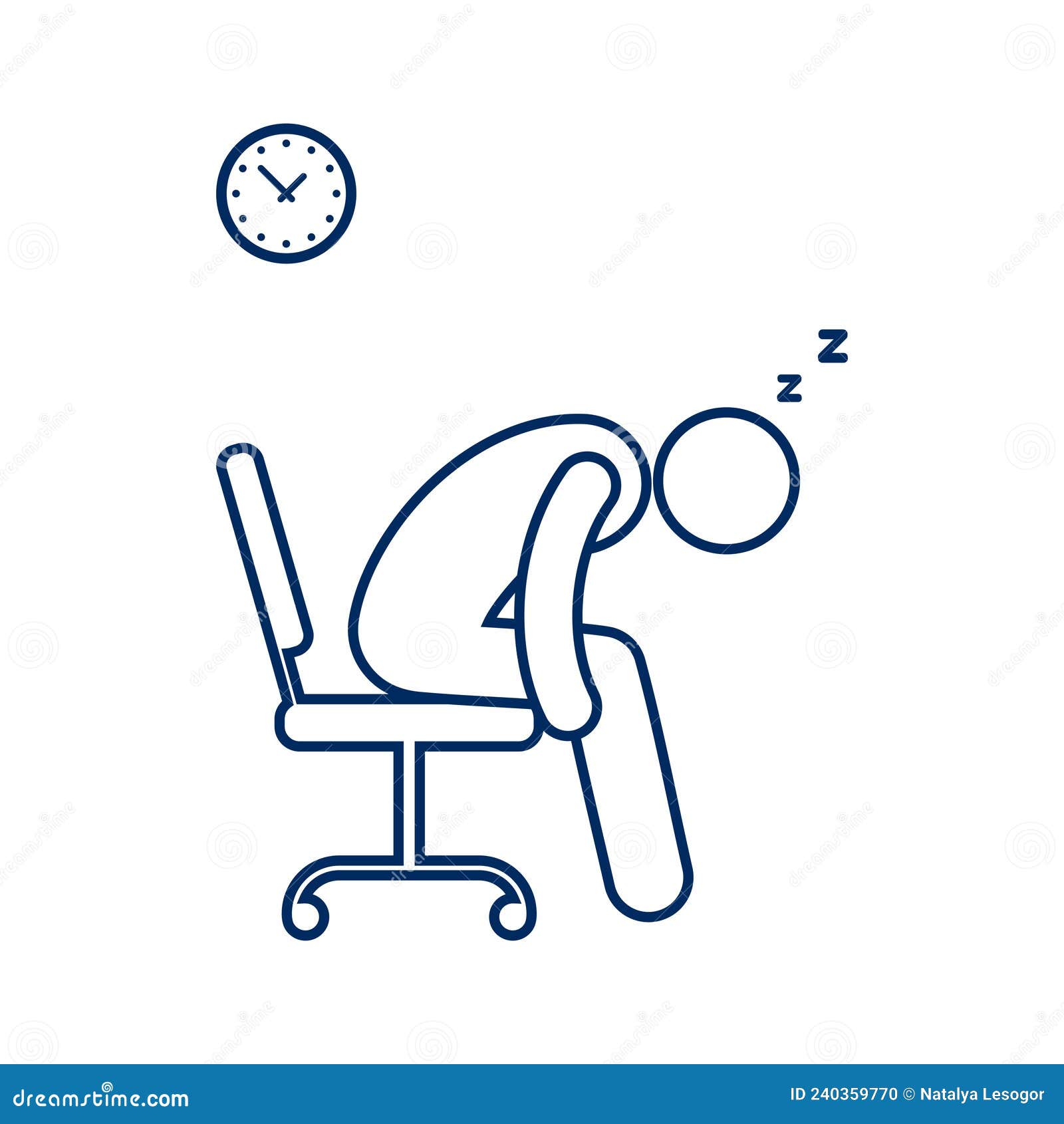 Man Sleeping, Tired Worker Fell Asleep in the Office, Linear Icon ...