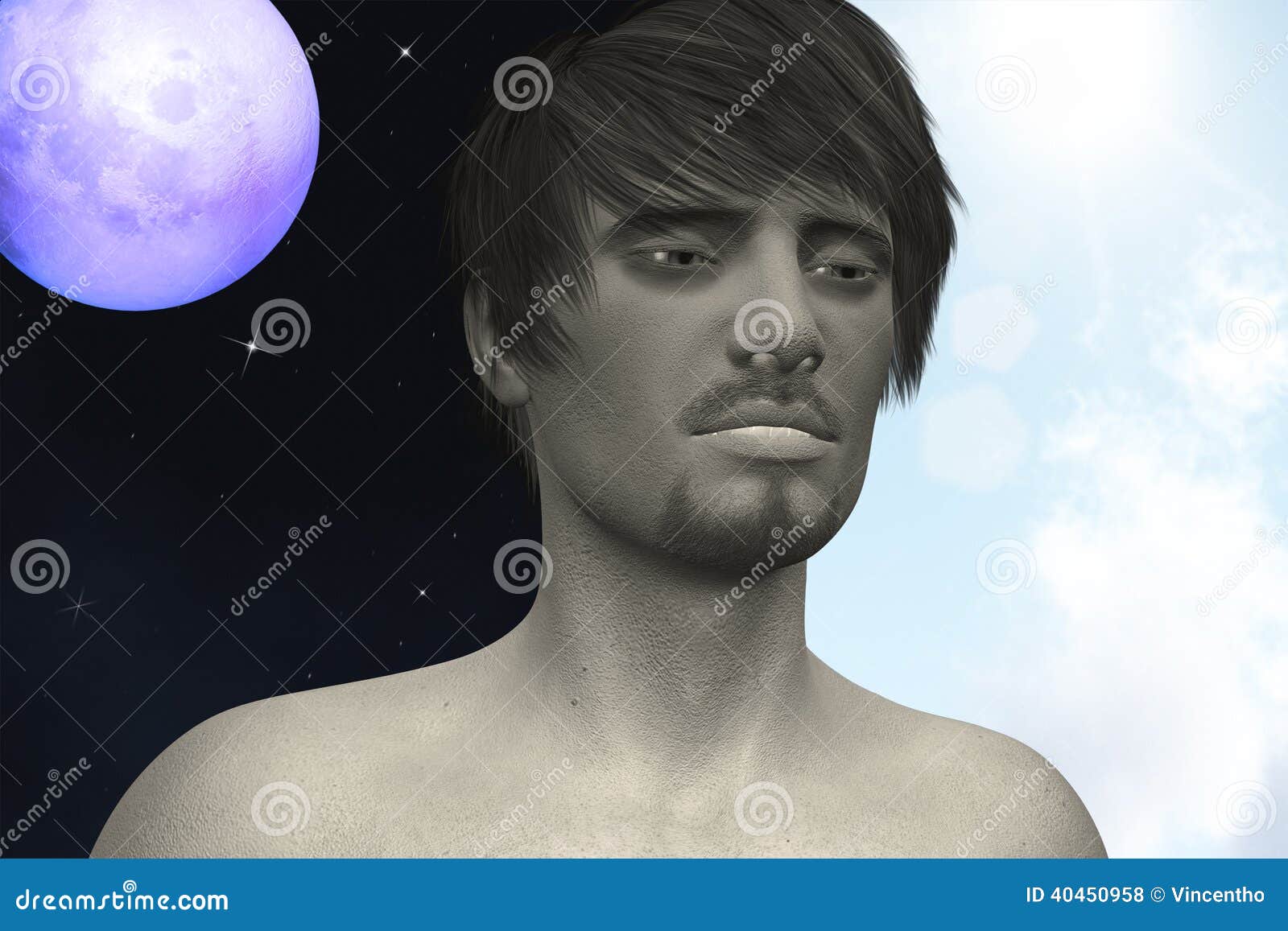 Sleepless Insomnia Concept Art. Tired Woman On The Bed Can Not Sleep. Stress Female Character ...