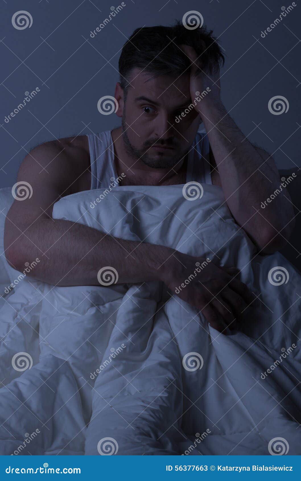 Man and sleepless night stock image. Image of insomnia - 56377663