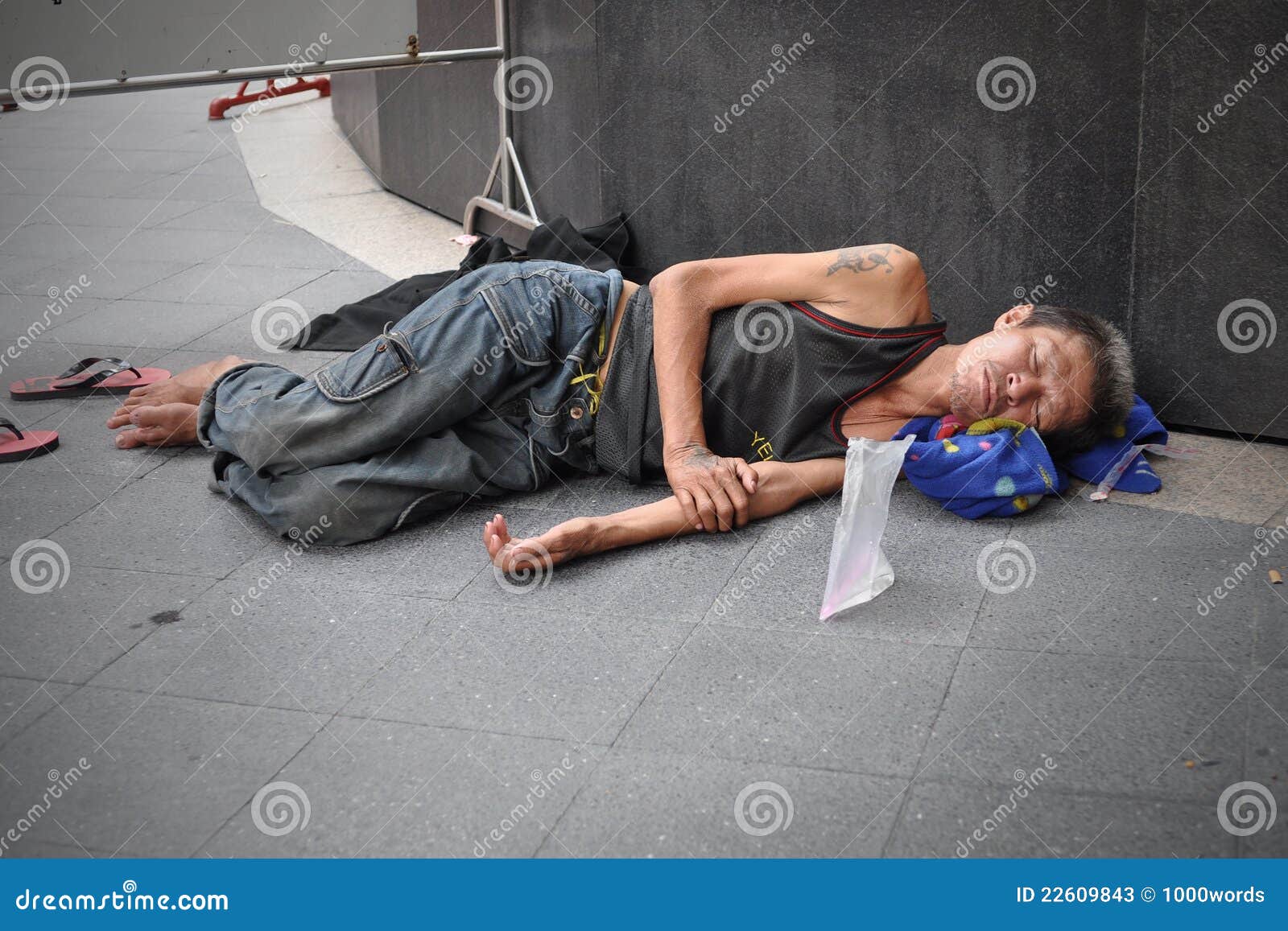 Man Sleeps on the Street in Bangkok Editorial Stock Photo - Image of ...