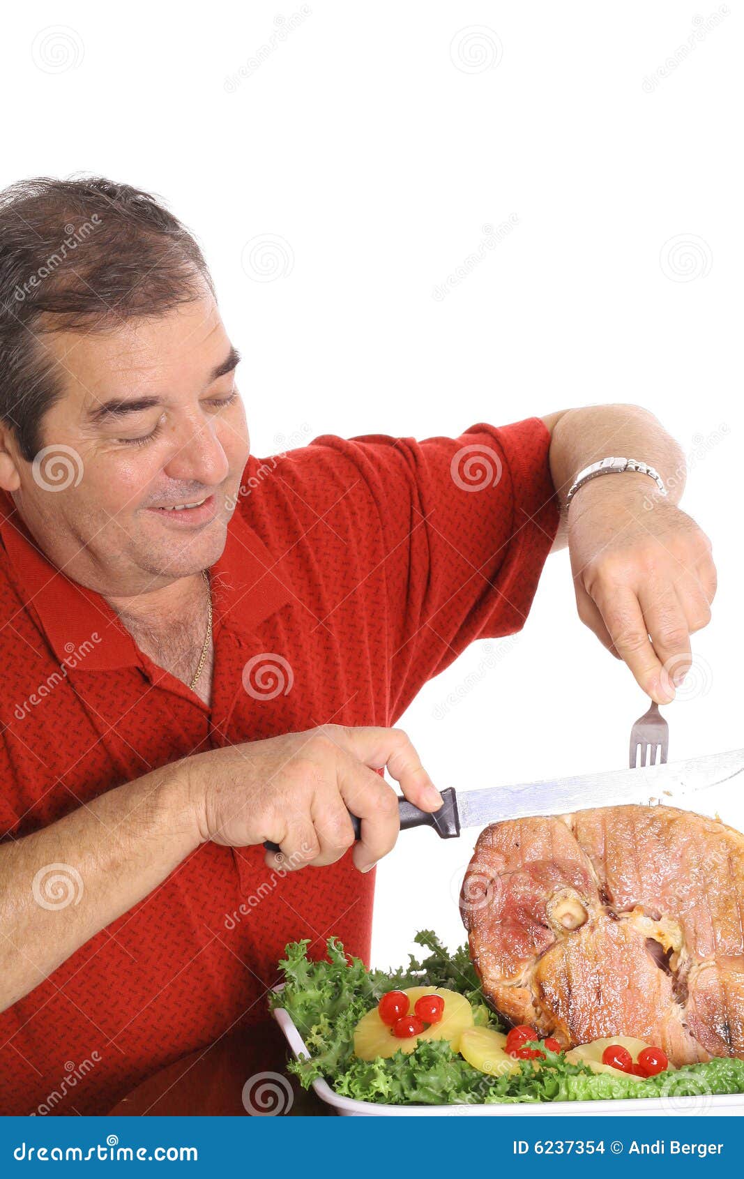 Man slicing a ham vertical stock photo. Image of food - 6237354