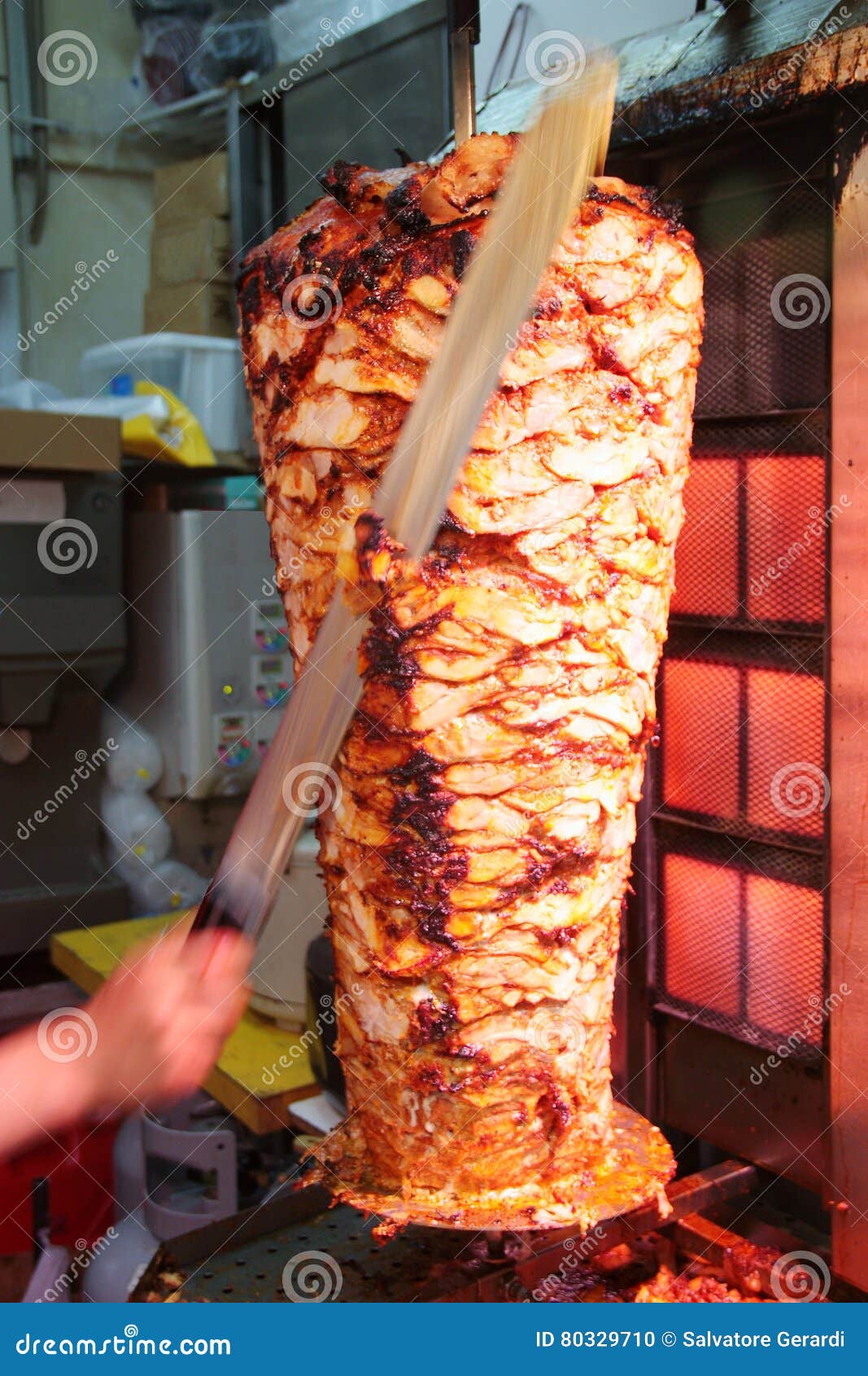 Kebab Or Kebap On Metal Skewer Barbecue And Embers In The Kebab ...