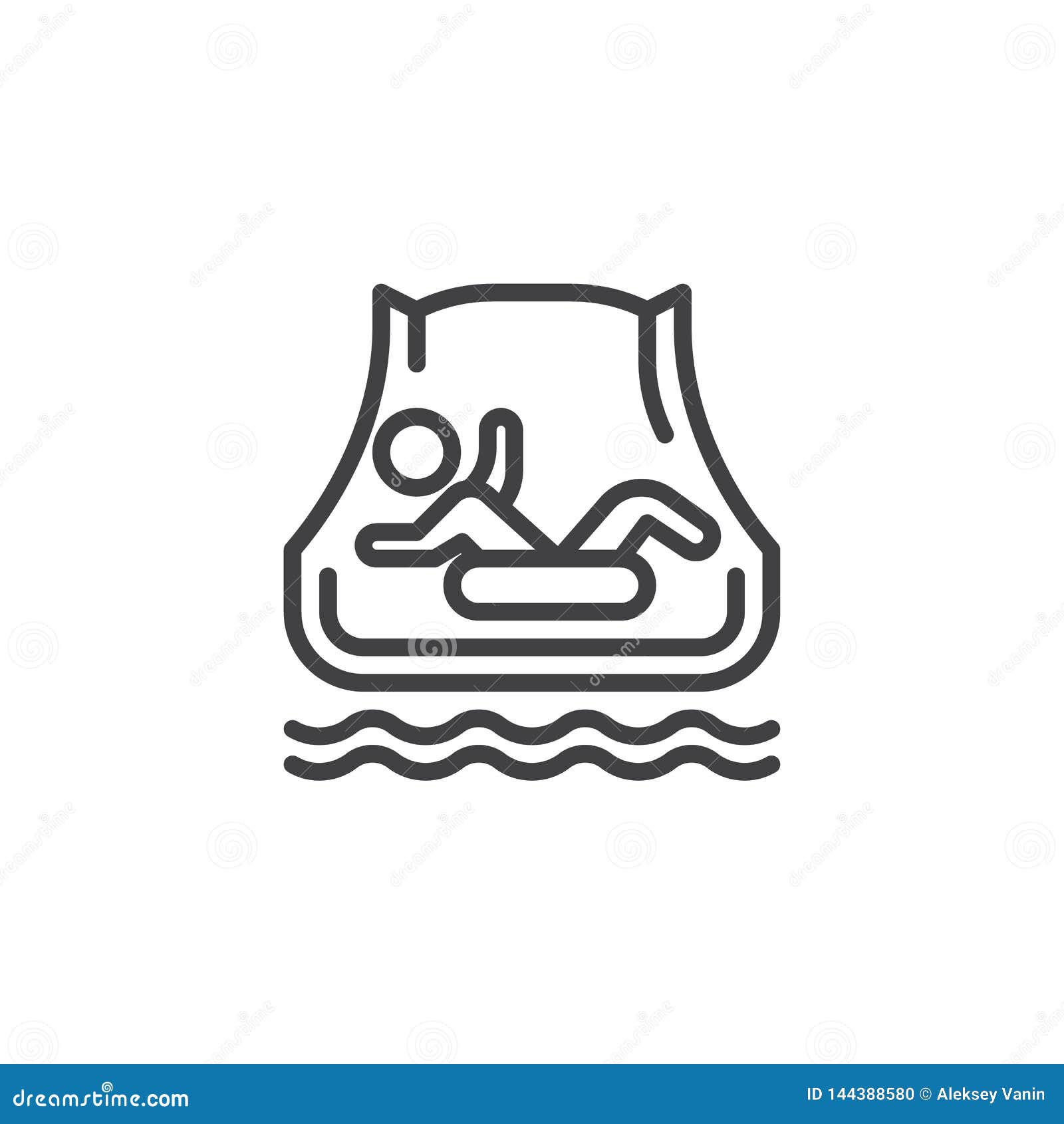 Man Sliding with Float Ring at Water Park Pool Line Icon Stock Vector ...