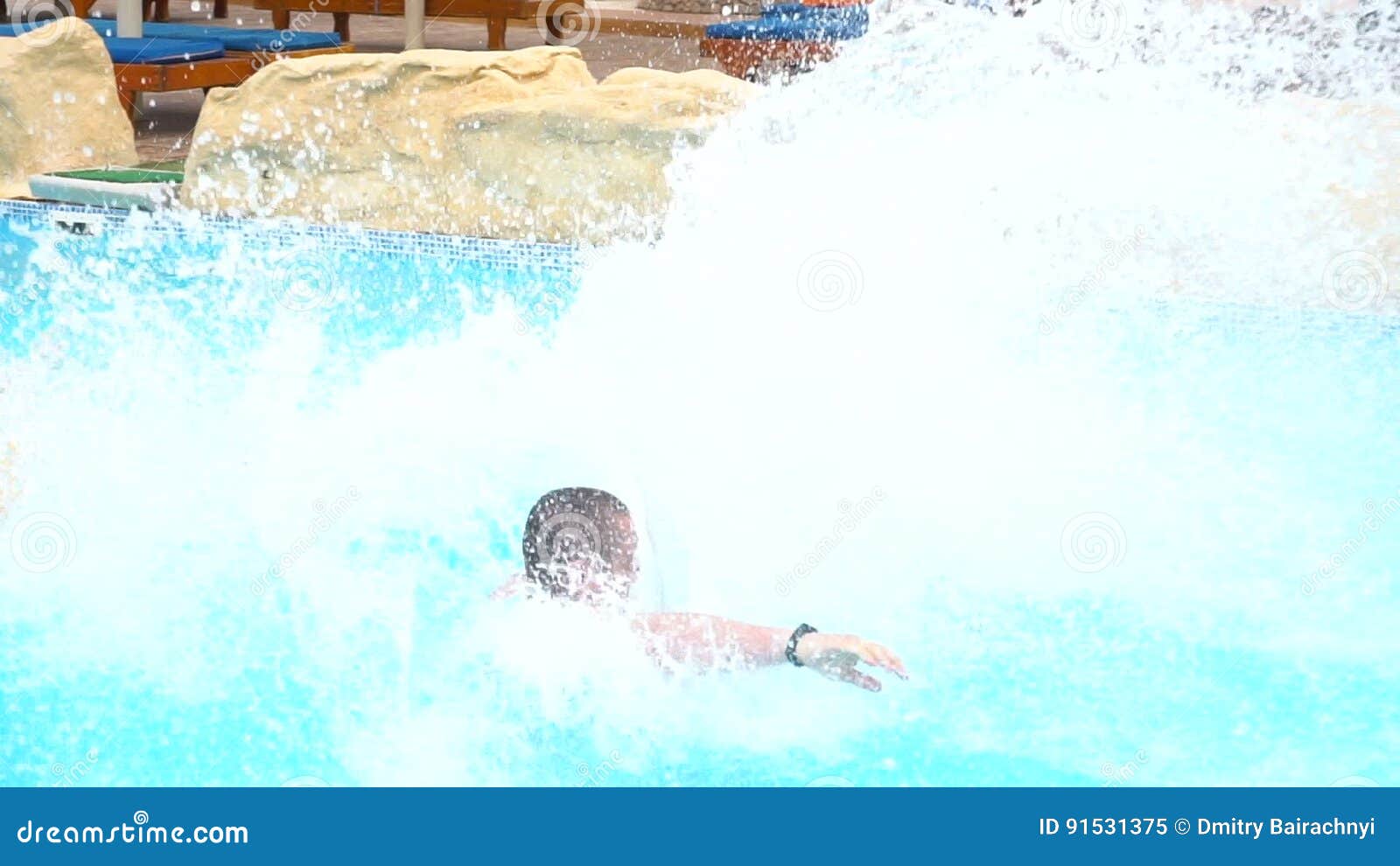 Man Sliding in Water Park from Waterslide Stock Video - Video of aqua ...