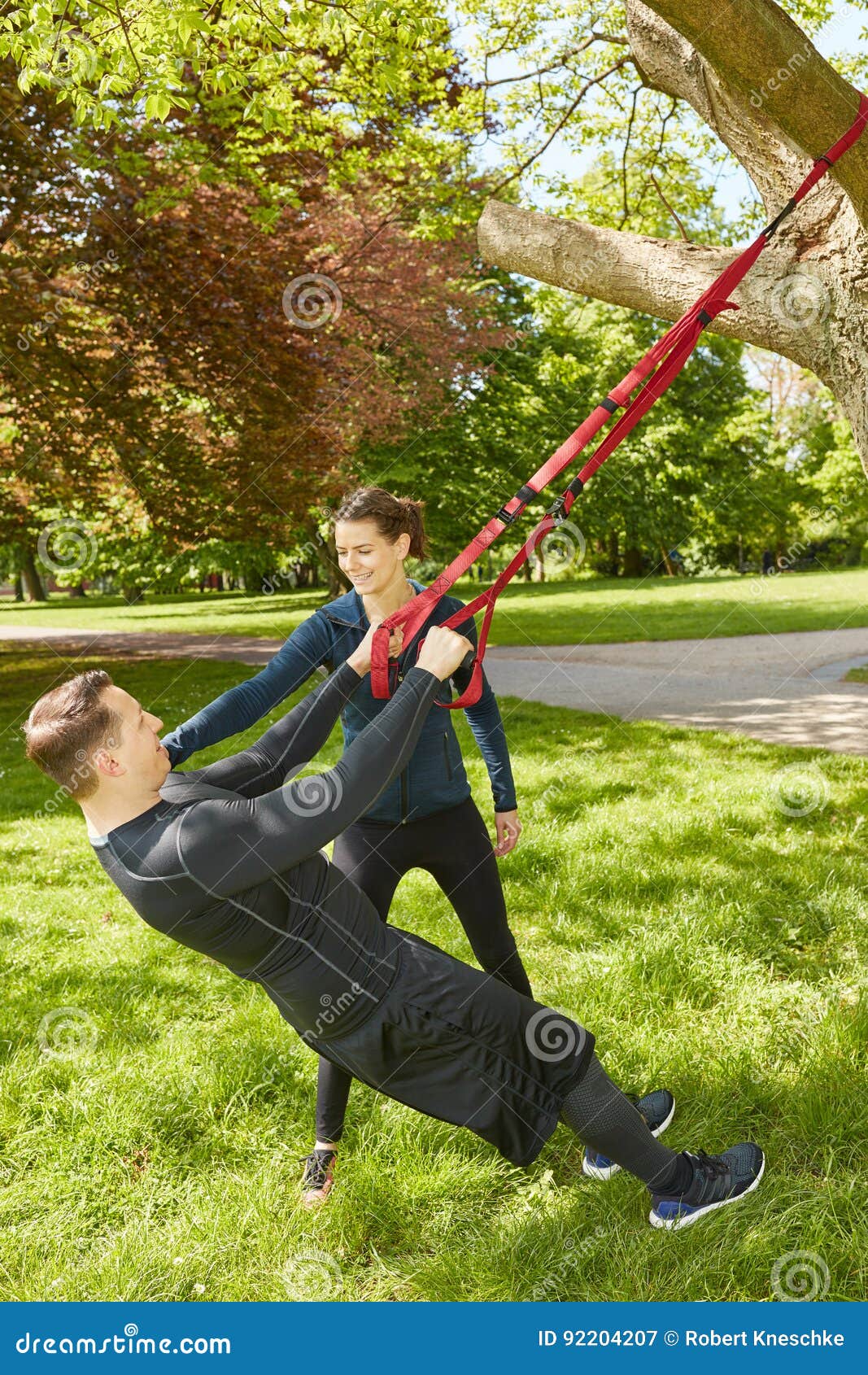 Man Sling Training Using Tree Stock Image - Image of manual, sling ...