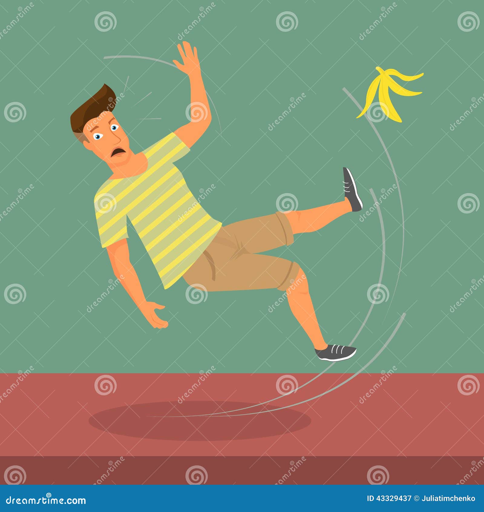 Young Man Slipped And Lost Balance, Guy Falling Down On Floor Cartoon ...